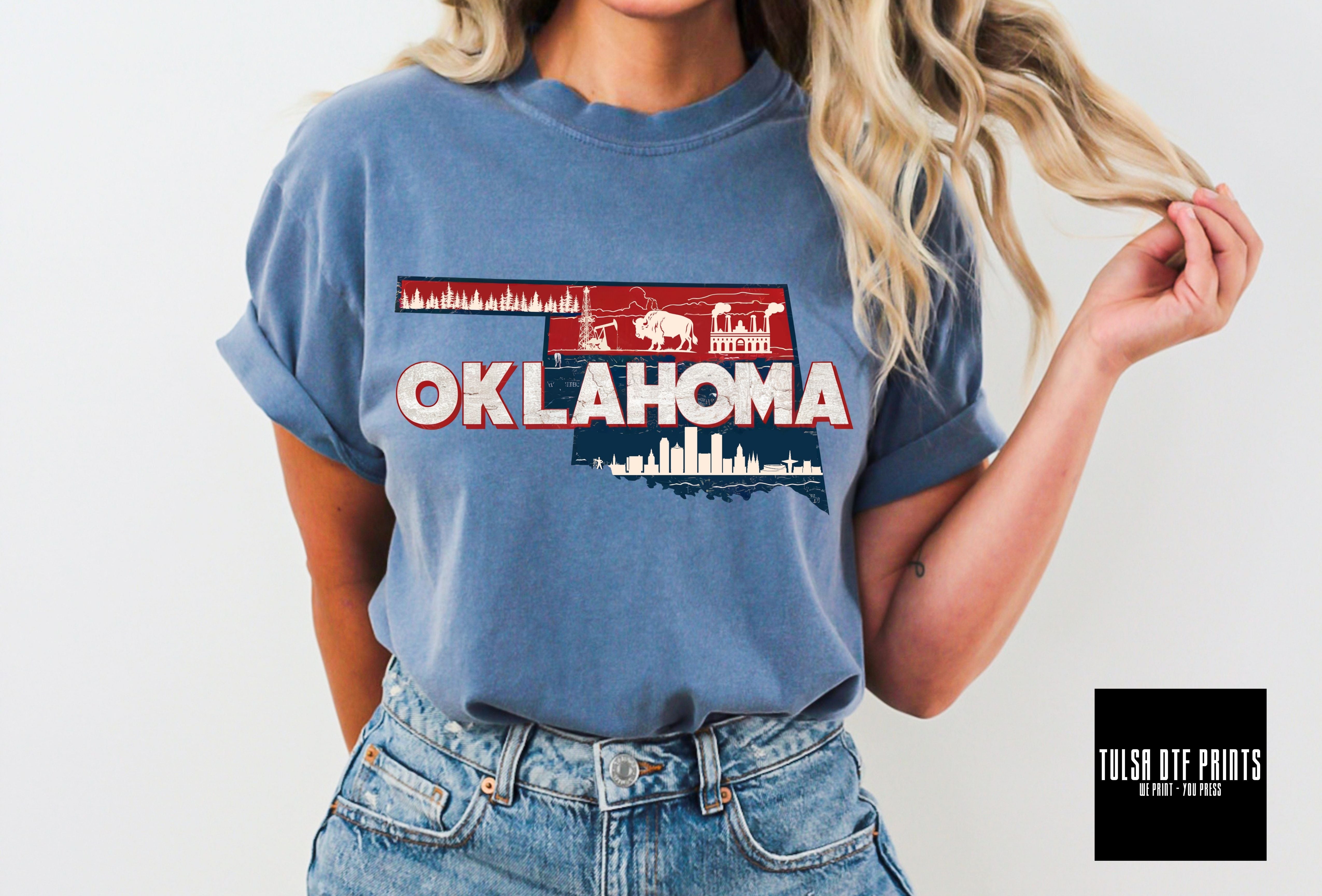 DTF OKLAHOMA RETRO TRAVEL STATE TRANSFER – Tulsa DTF Prints