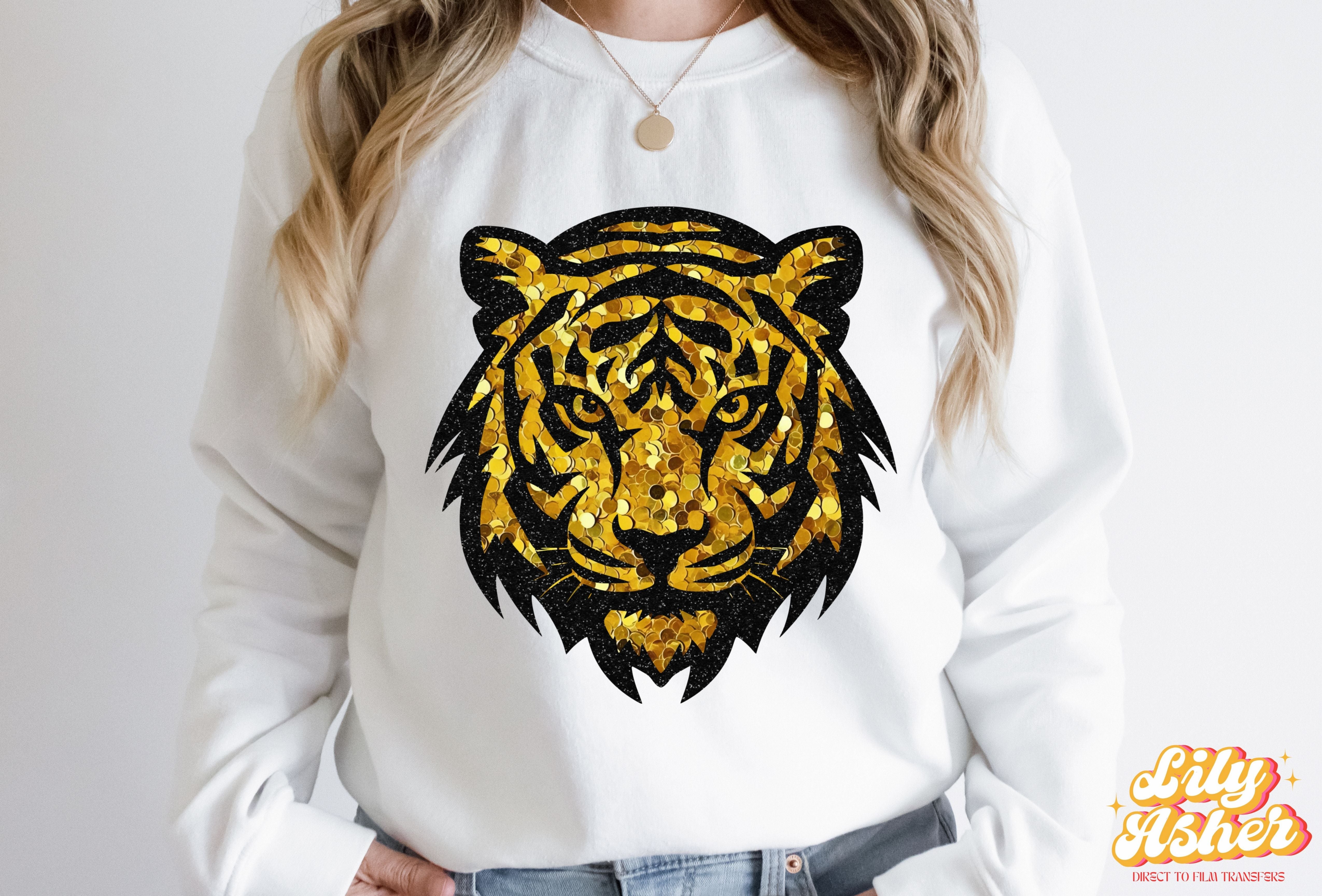 DTF GOLD TIGER SEQUIN TRANSFER – Tulsa DTF Prints