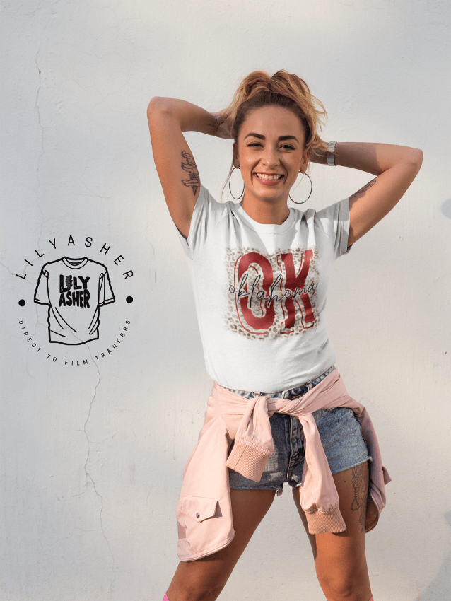 DTF OKLAHOMA DISTRESSED LEOPARD & CRIMSON TRANSFER – Tulsa DTF Prints