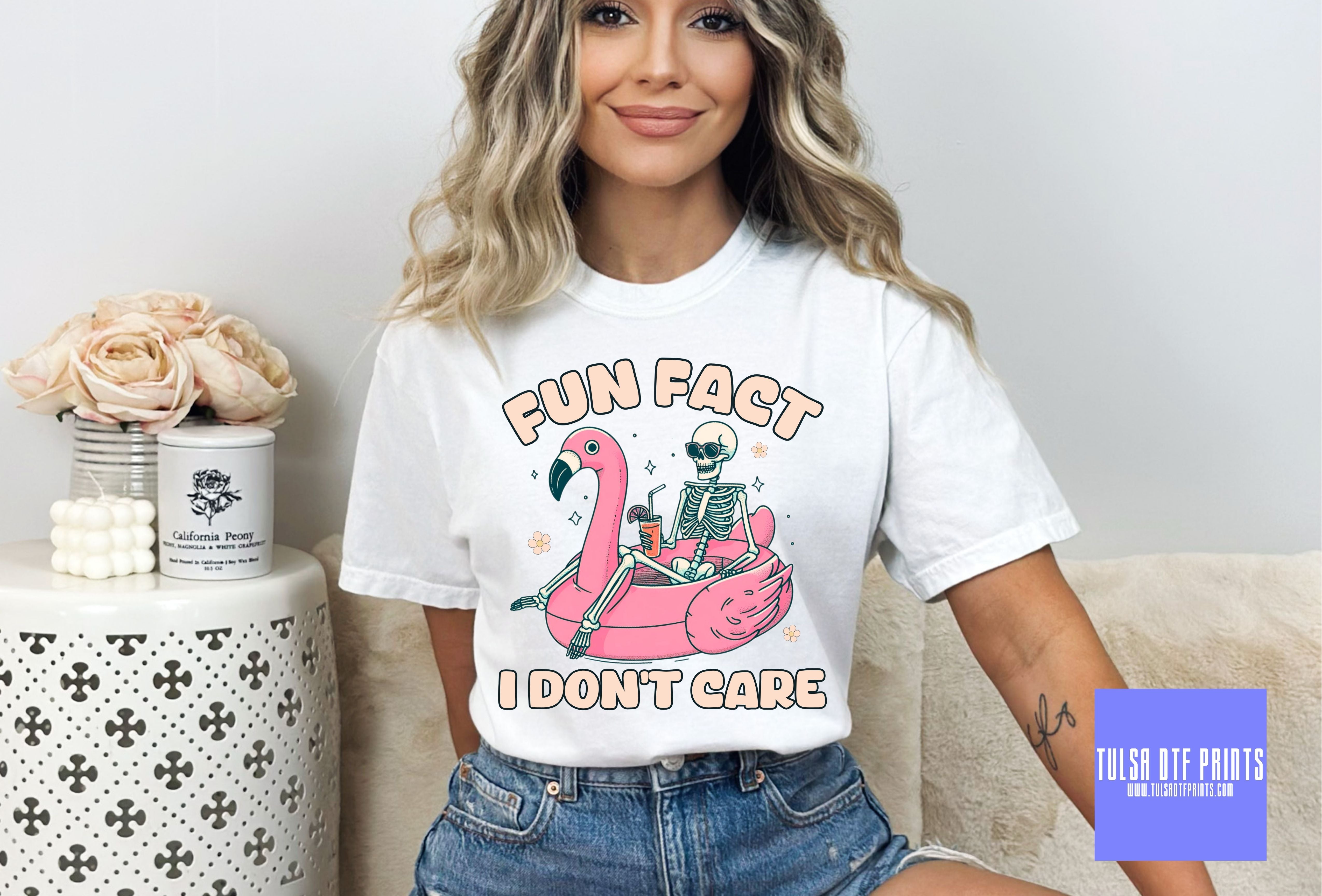 DTF FUN FACT I DON'T CARE SKELLIE FLOATIE TRANSFER – Tulsa DTF Prints