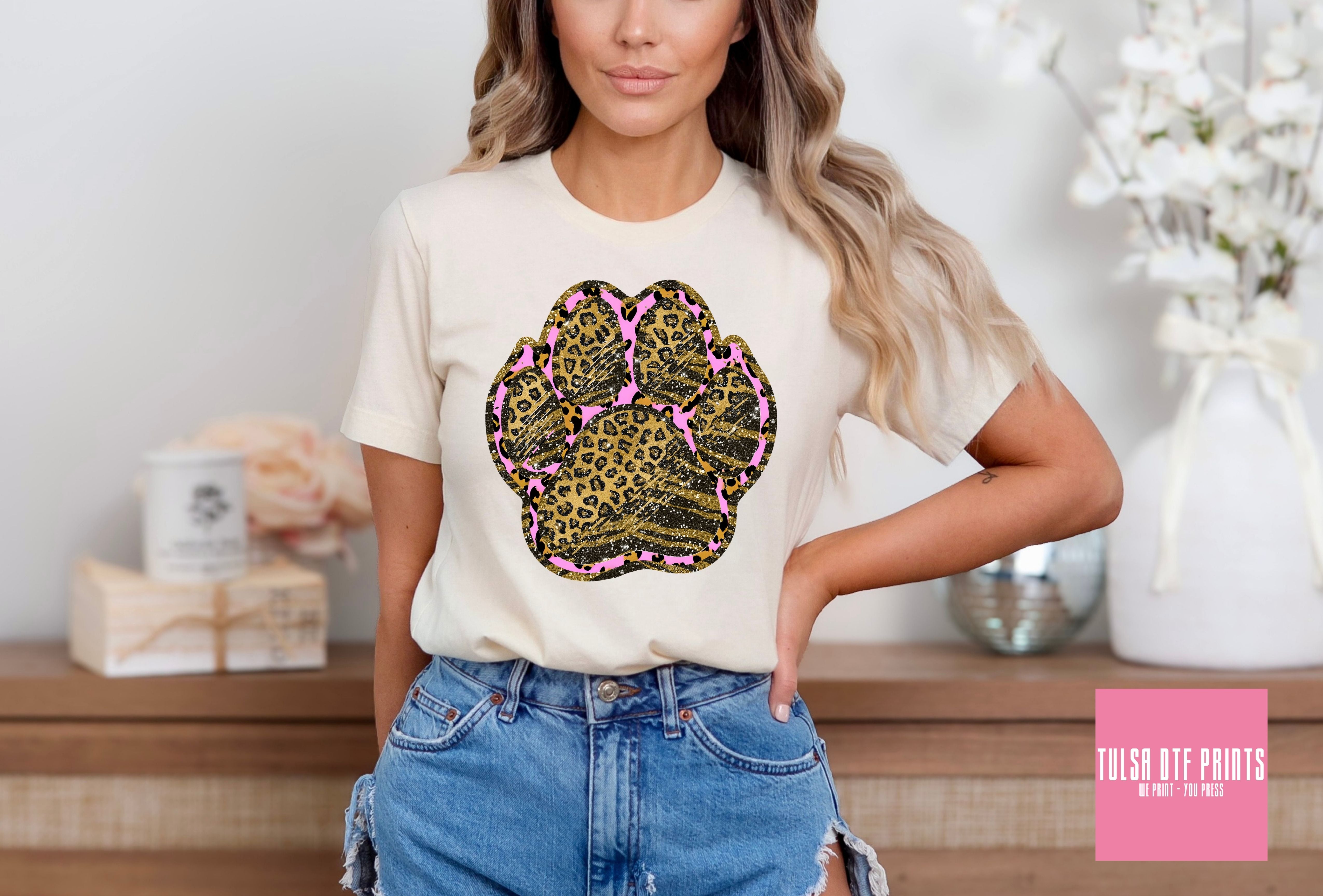 DTF PINK PREPPY PAW PRINT TRANSFER – Tulsa DTF Prints