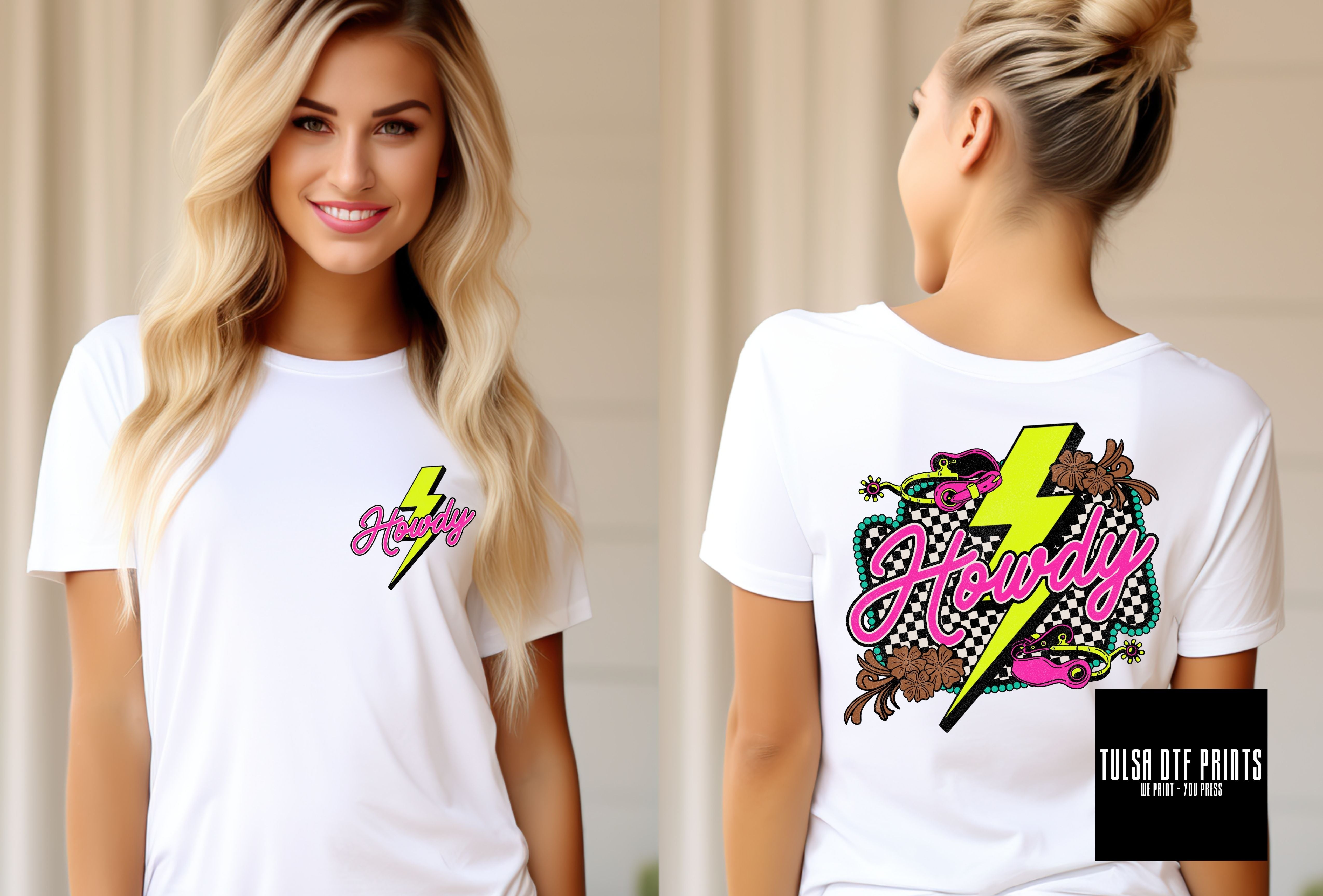 DTF HOWDY NEON PINK W/ POCKET TRANSFER – Tulsa DTF Prints