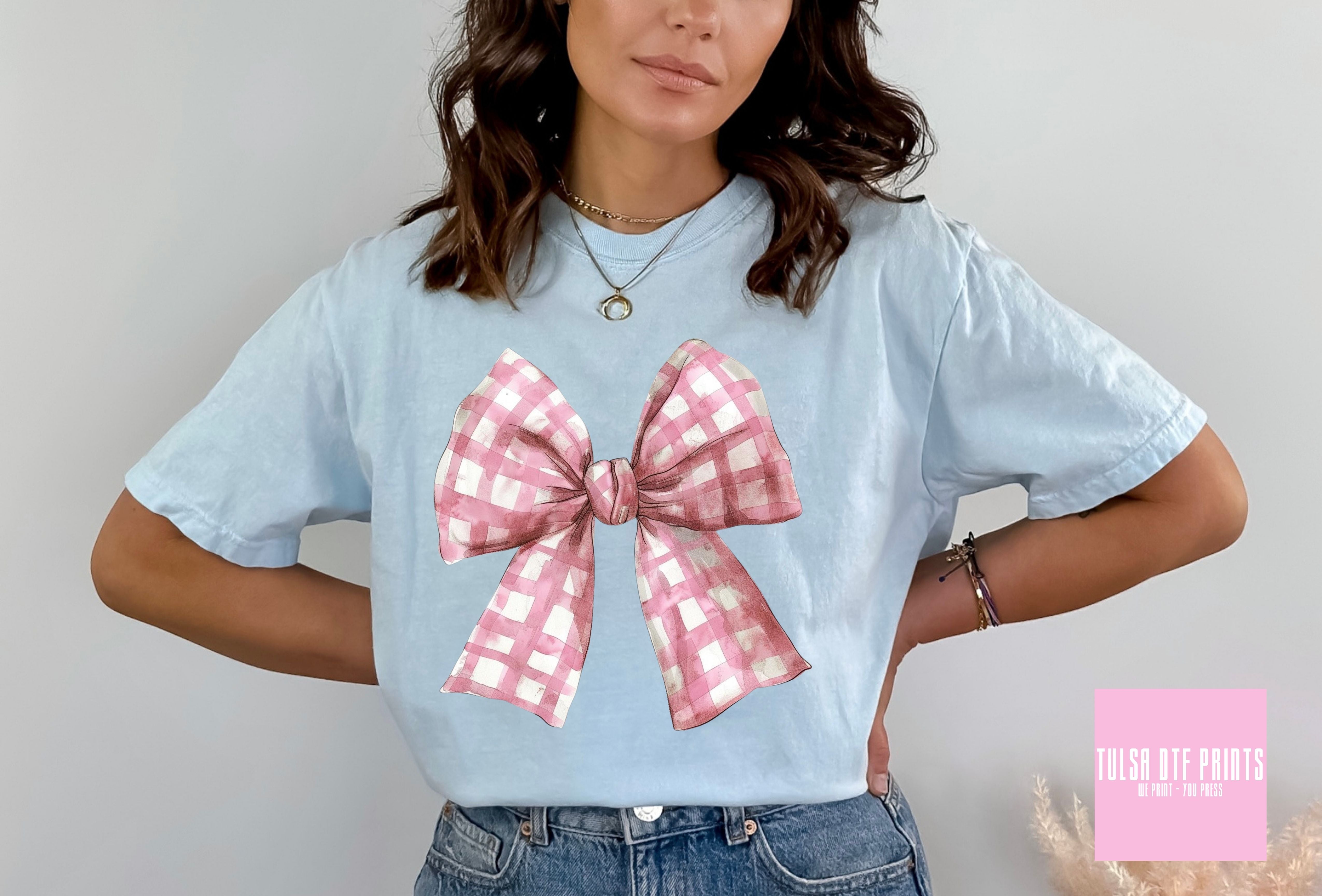 DTF PINK PLAID BOW COQUETTE TRANSFER – Tulsa DTF Prints