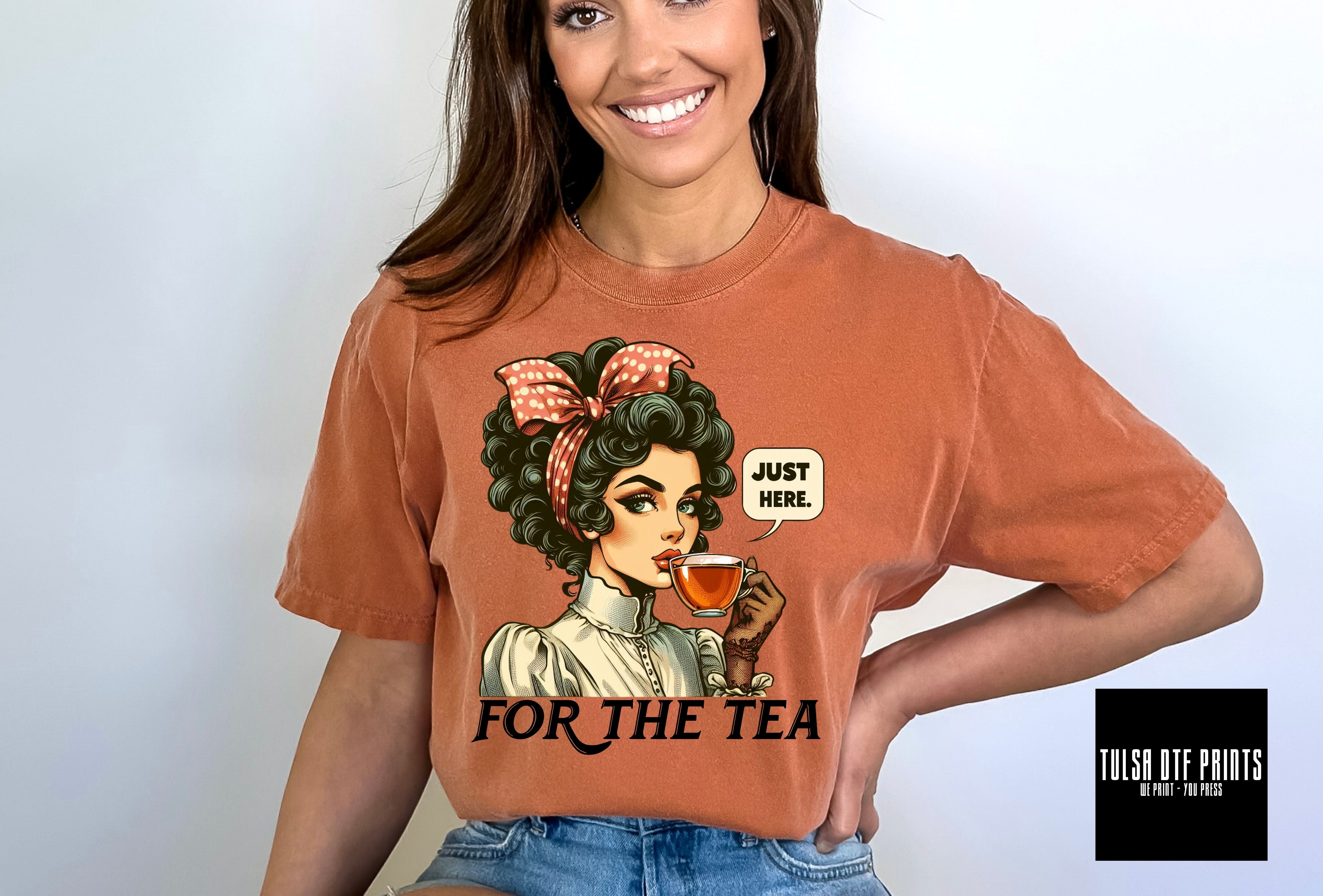 DTF FOR THE TEA RETRO GIRL TRANSFER – Tulsa DTF Prints