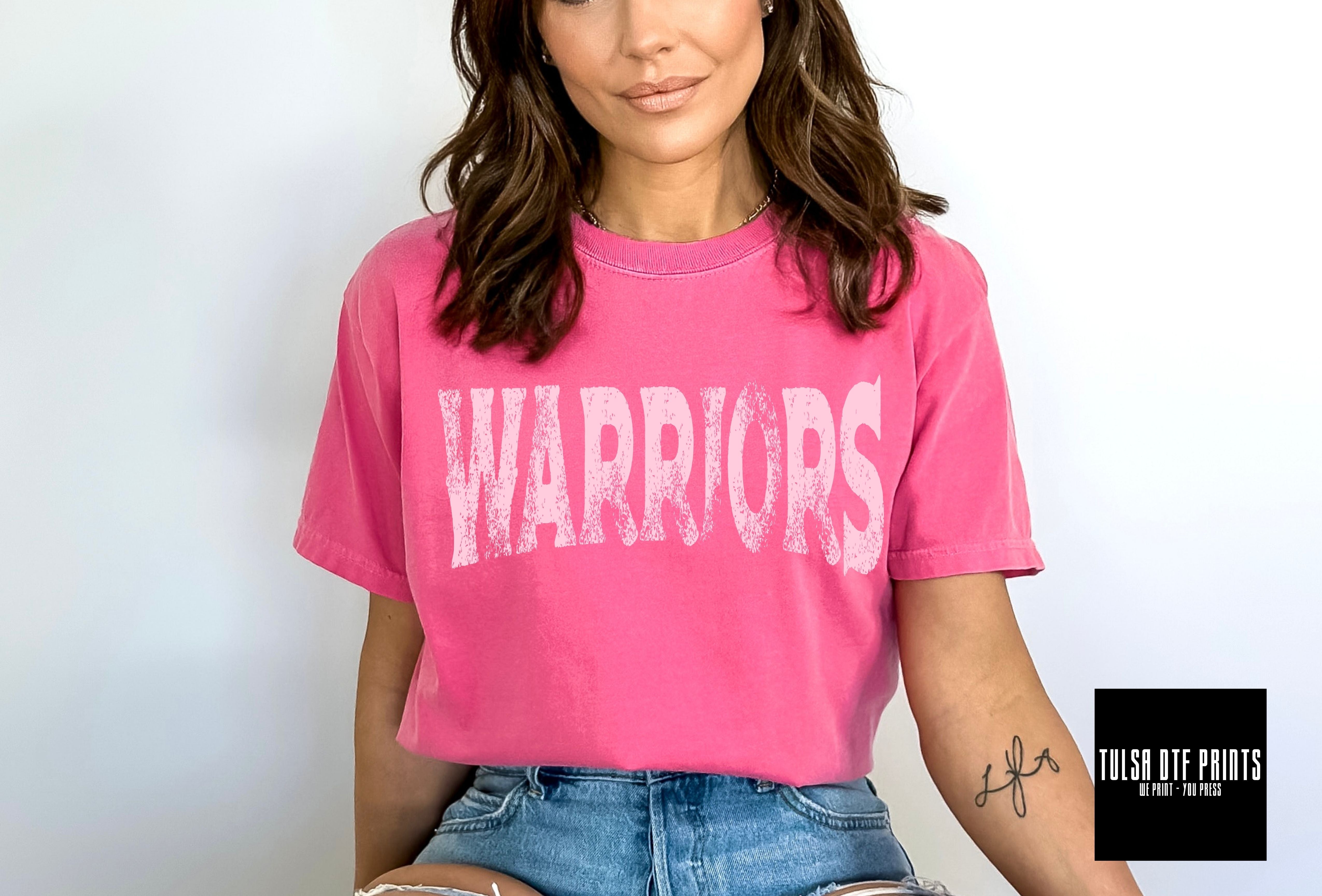 DTF WARRIORS PINK GRUNGE MASCOT TRANSFER – Tulsa DTF Prints