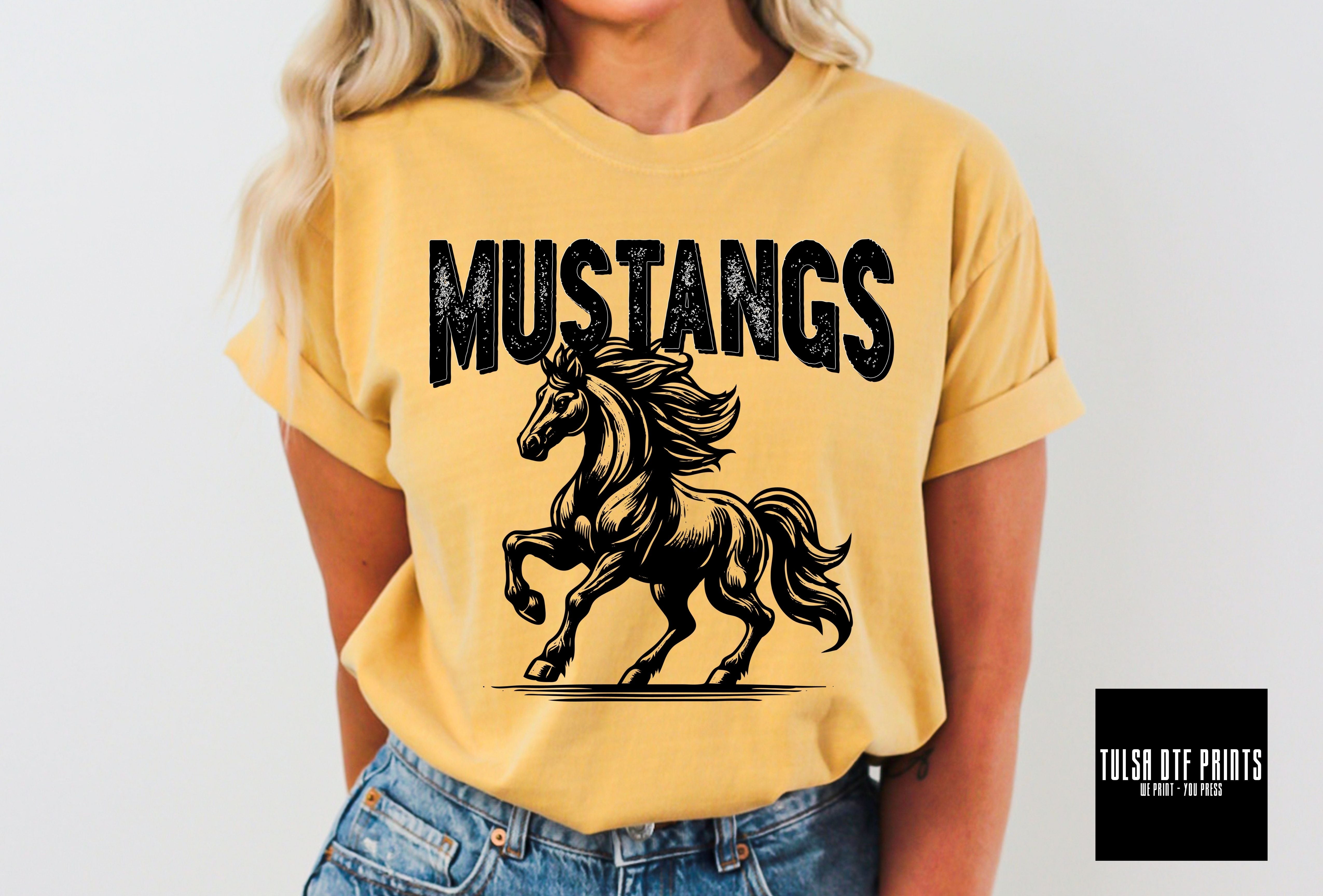 DTF MUSTANGS BLACK & WHITE MASCOT TRANSFER – Tulsa DTF Prints