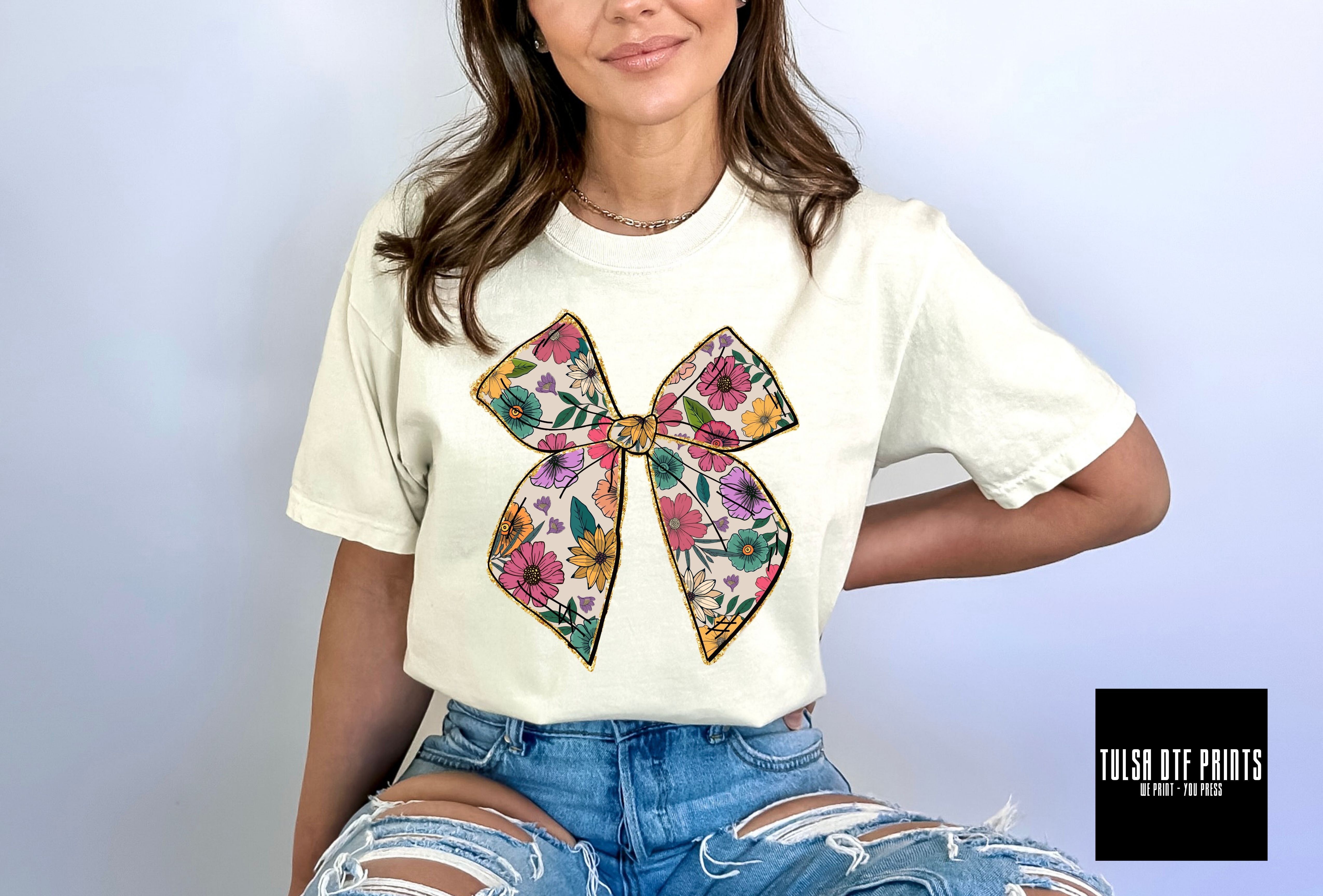 DTF FLORAL BOW TRANSFER – Tulsa DTF Prints