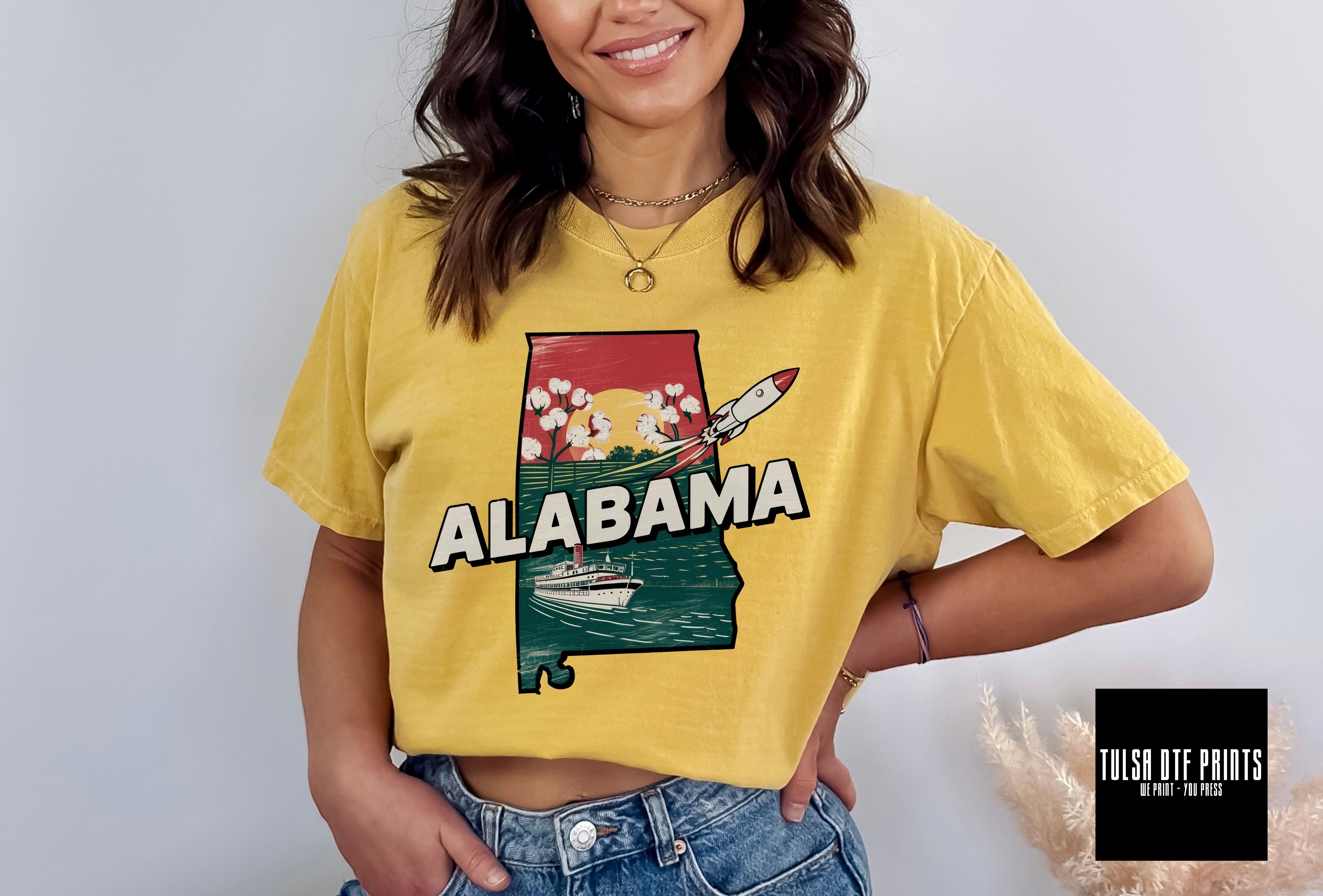 DTF ALABAMA RETRO TRAVEL STATE TRANSFER – Tulsa DTF Prints