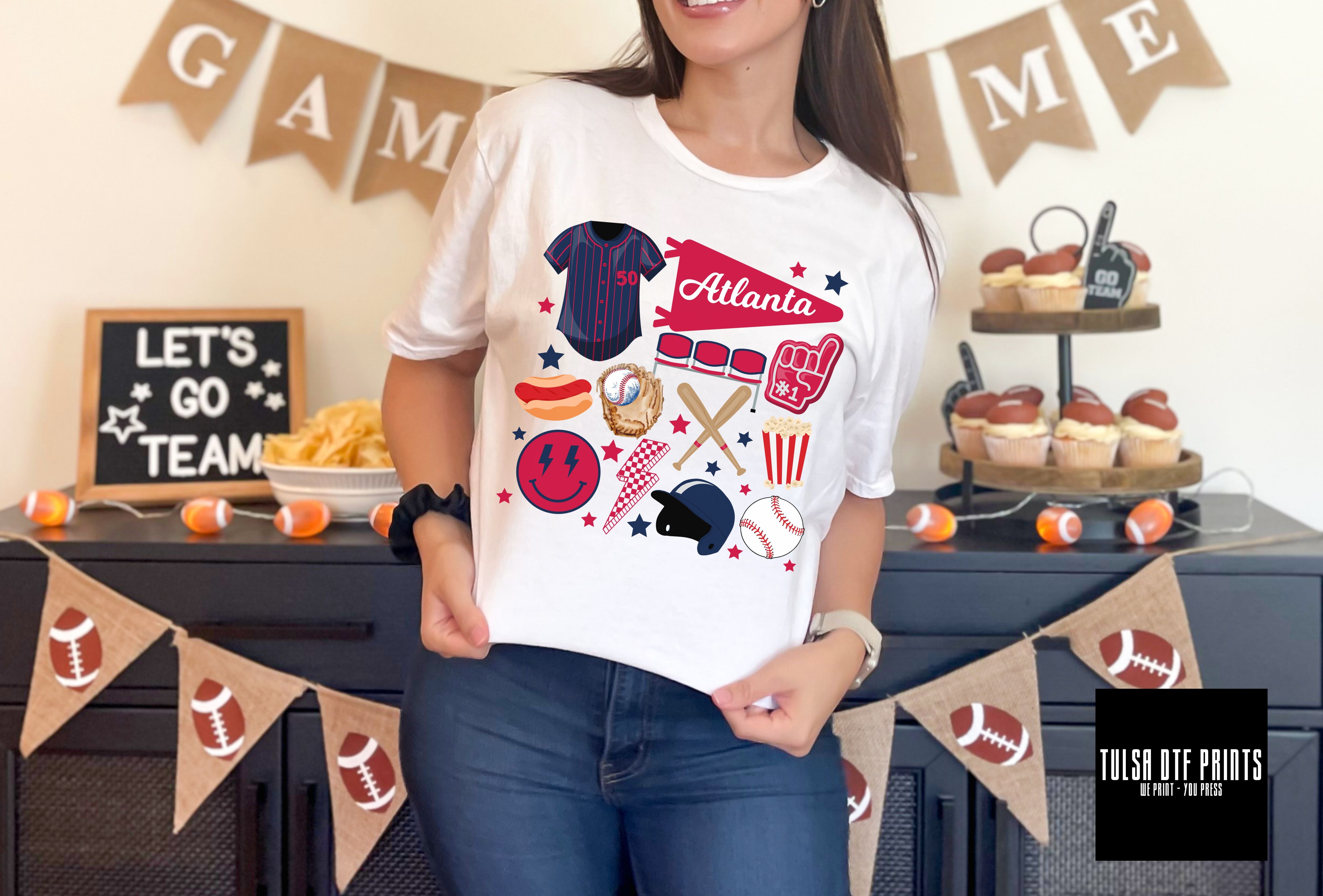 DTF ATLANTA BASEBALL RETRO COLLAGE TRANSFER – Tulsa DTF Prints