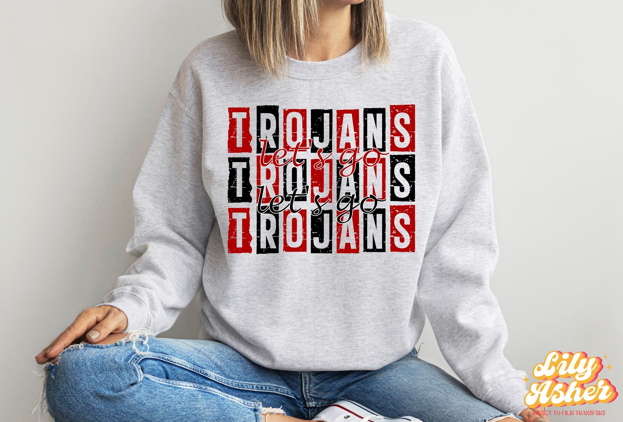 DTF LET'S GO TROJANS RED/BLACK GAME DAY STACKED TRANSFER – Tulsa DTF Prints