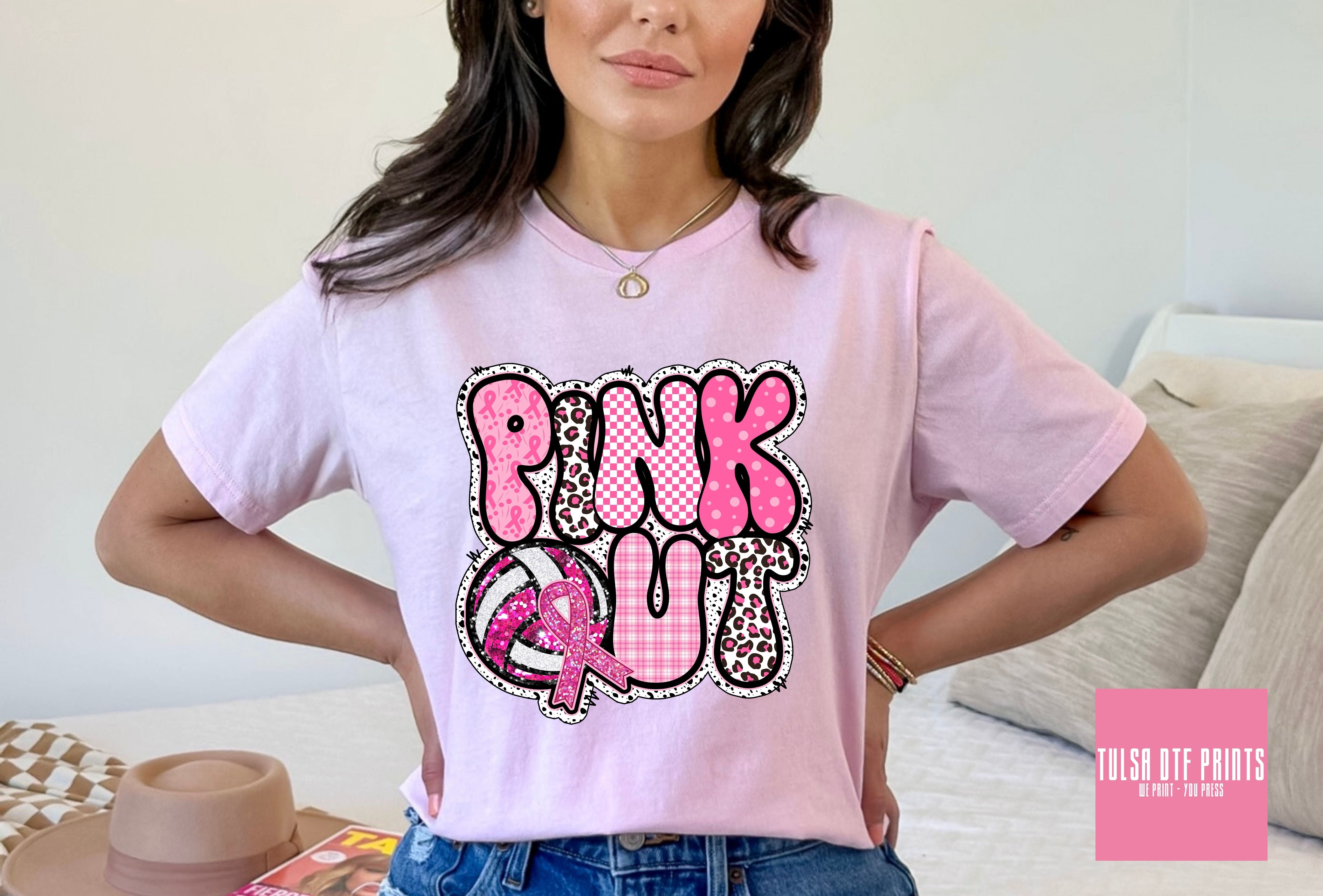 DTF PINK OUT VOLLEYBALL LEO TRANSFER – Tulsa DTF Prints