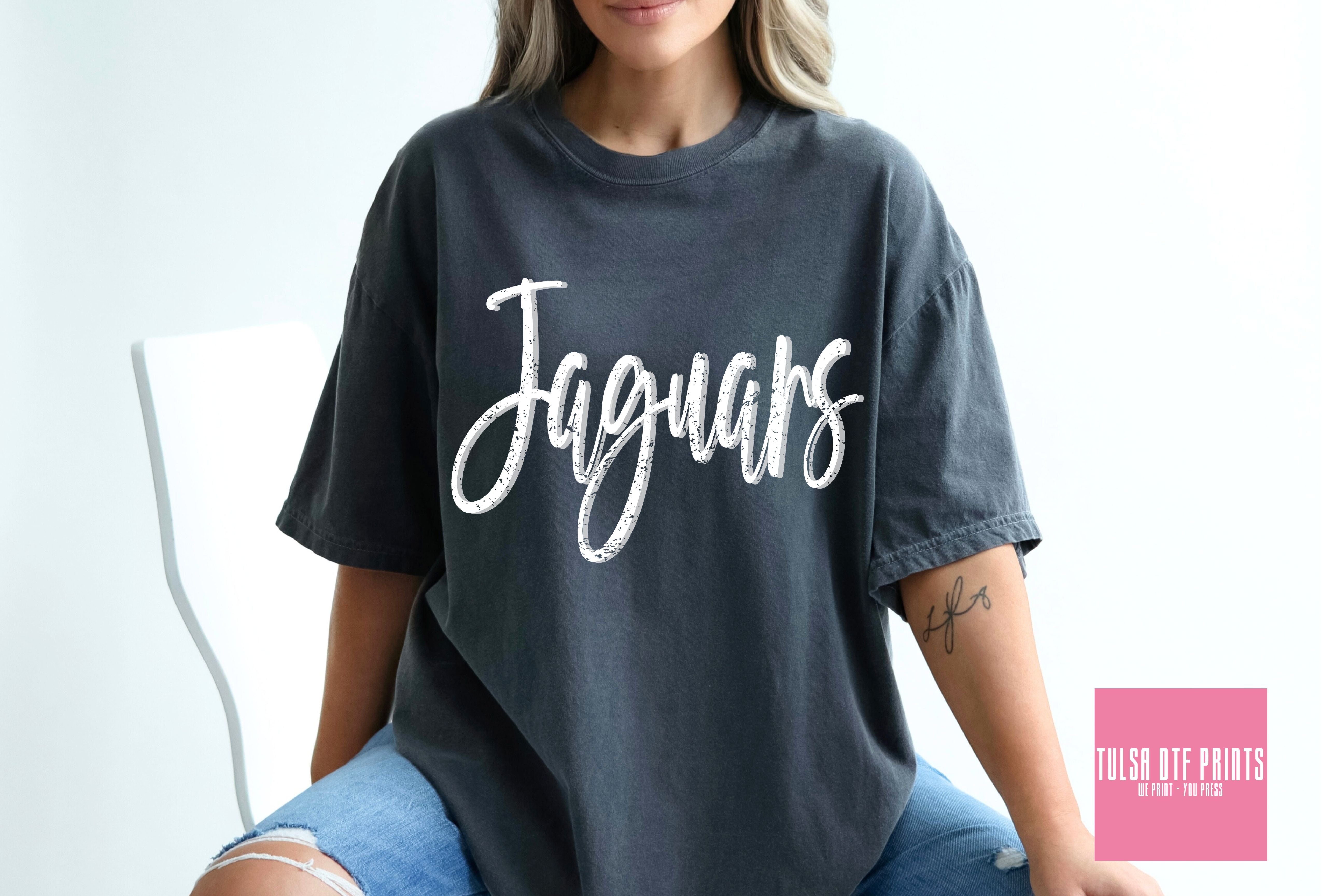 DTF JAGUARS CURSIVE SHADOW GAME DAY TRANSFER – Tulsa DTF Prints