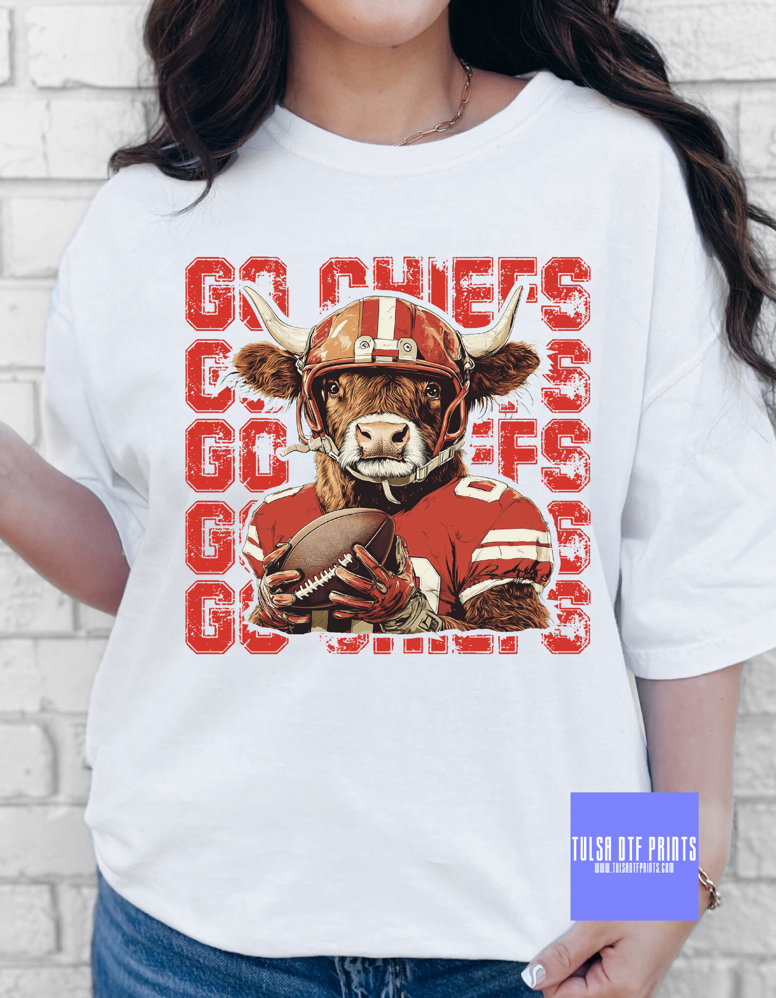 GO CHIEFS HIGHLAND COW DTF TRANSFER – Tulsa DTF Prints
