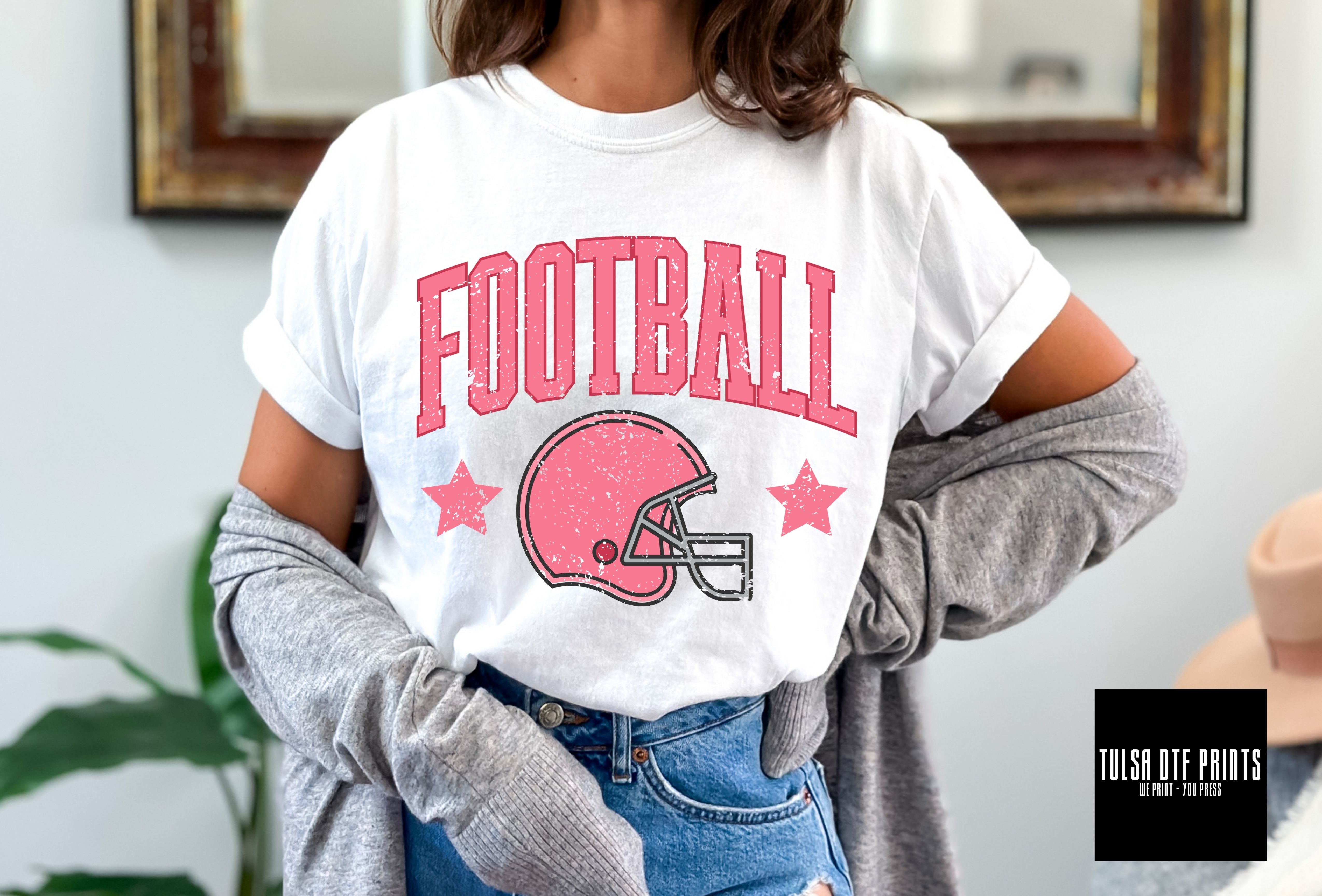 DTF FOOTBALL DISTRESSED PINK TRANSFER – Tulsa DTF Prints