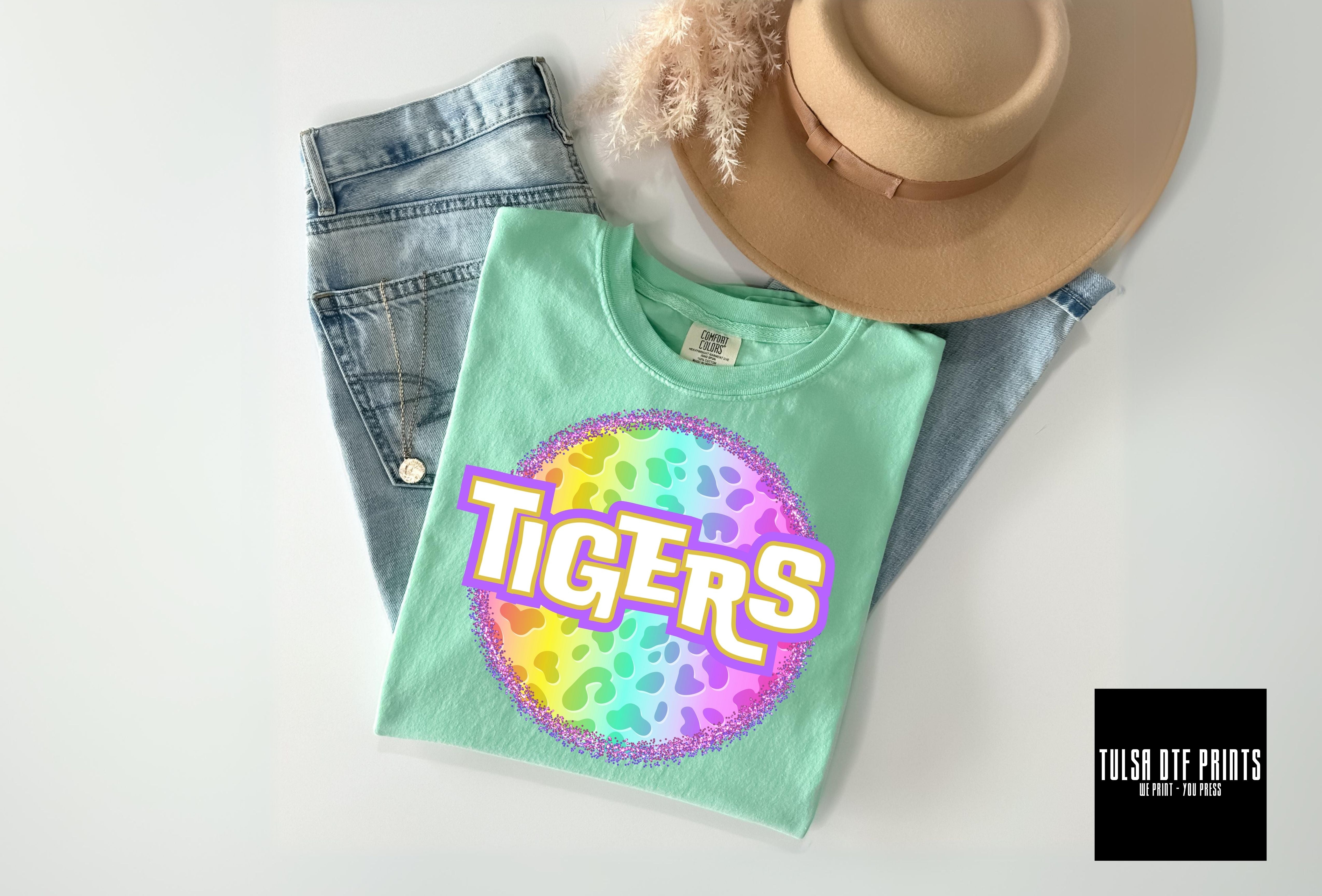 DTF TIGERS BRIGHT NEON LEO MASCOT TRANSFER – Tulsa DTF Prints