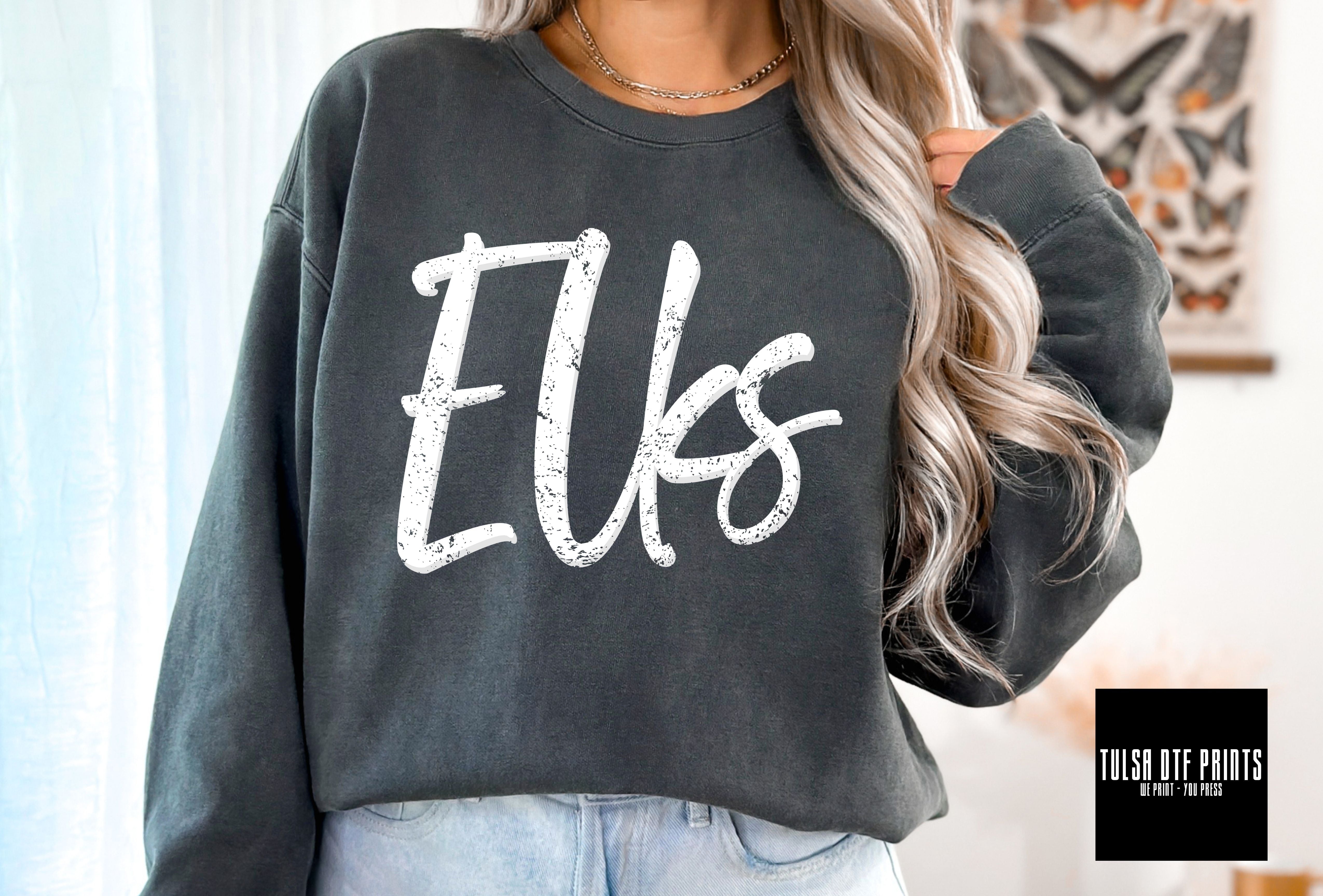 DTF ELKS CURSIVE SHADOW GAME DAY TRANSFER – Tulsa DTF Prints