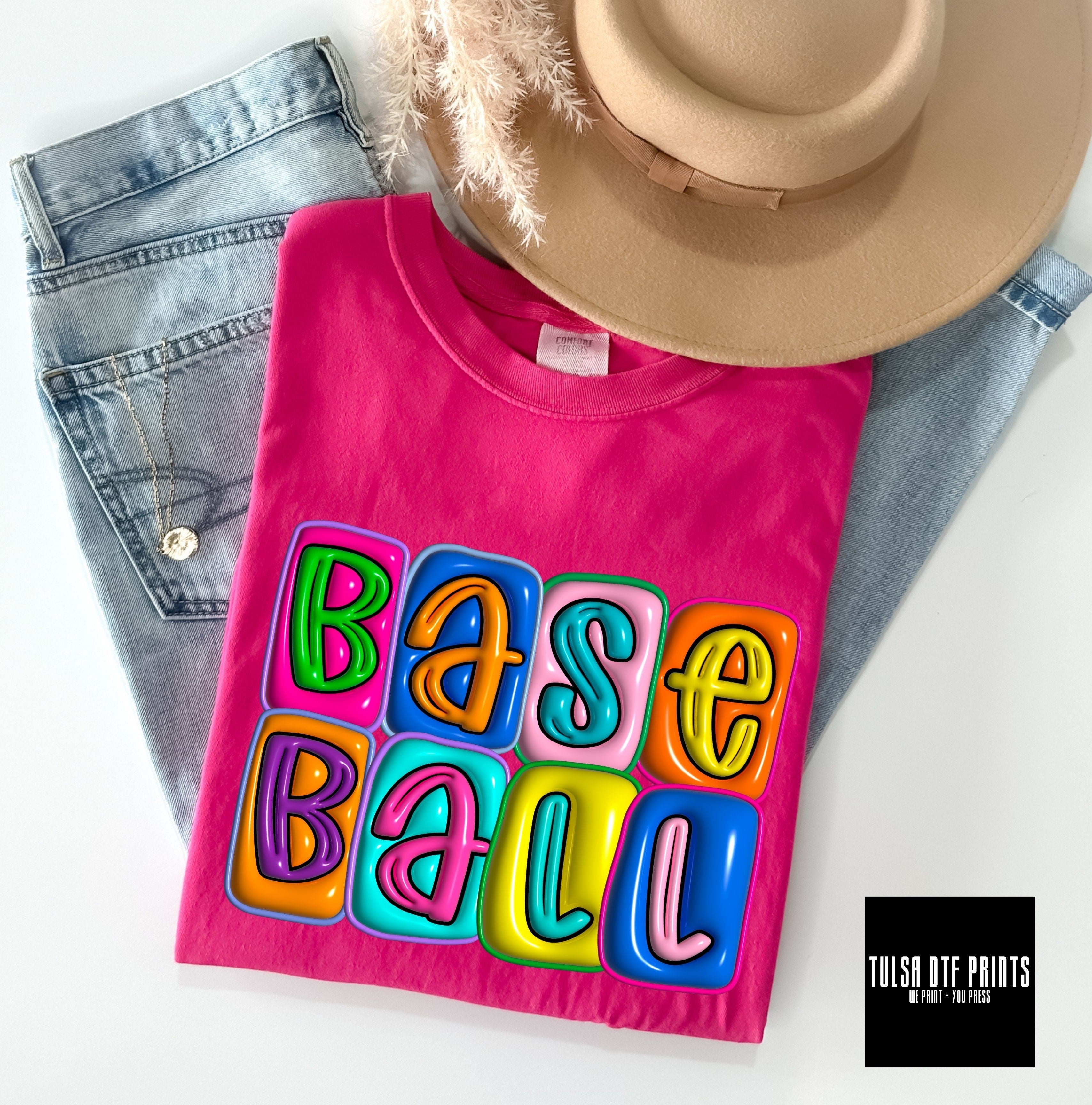 DTF BASEBALL 3D INFLATED LETTERS TRANSFER – Tulsa DTF Prints