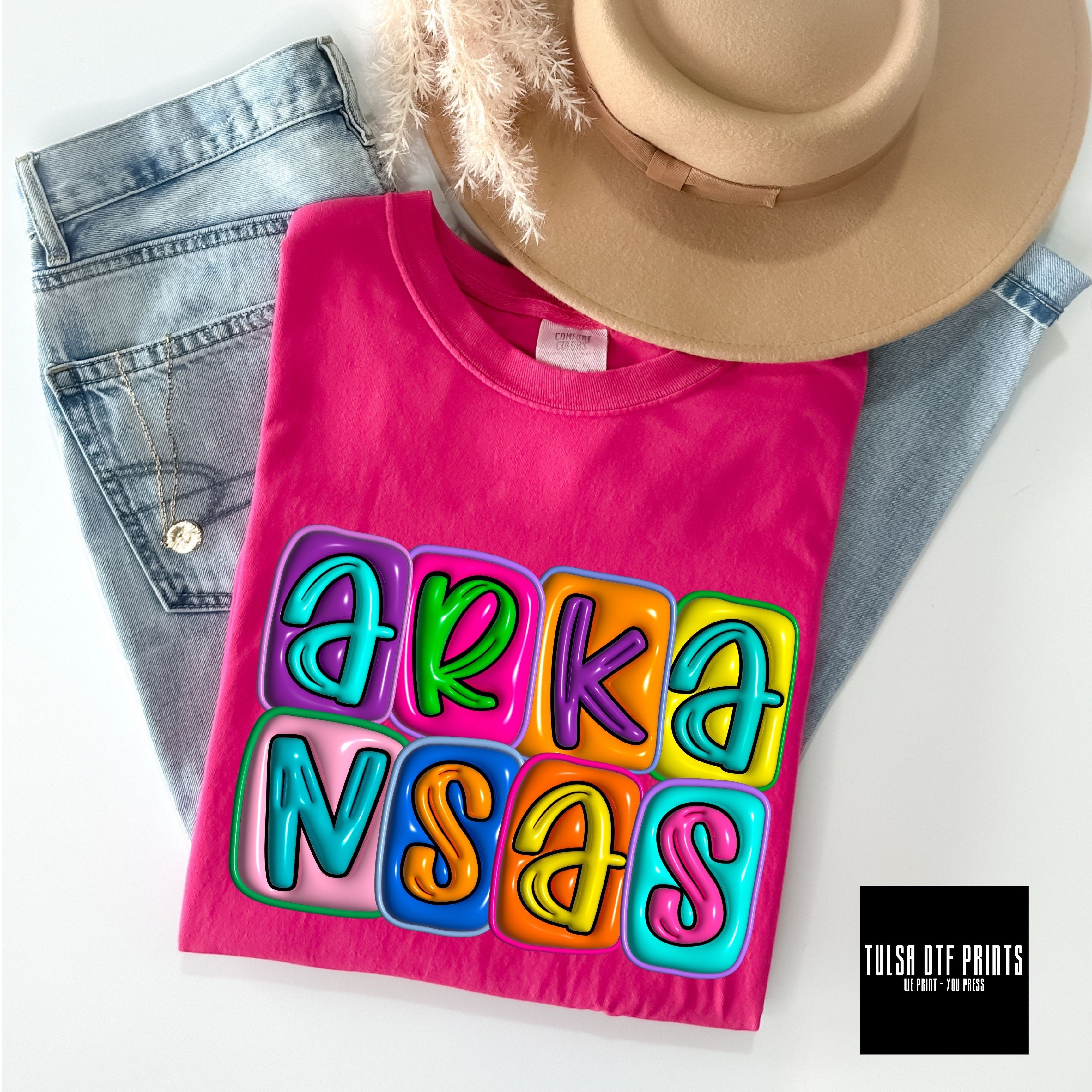 DTF ARKANSAS 3D INFLATED LETTERS TRANSFER – Tulsa DTF Prints