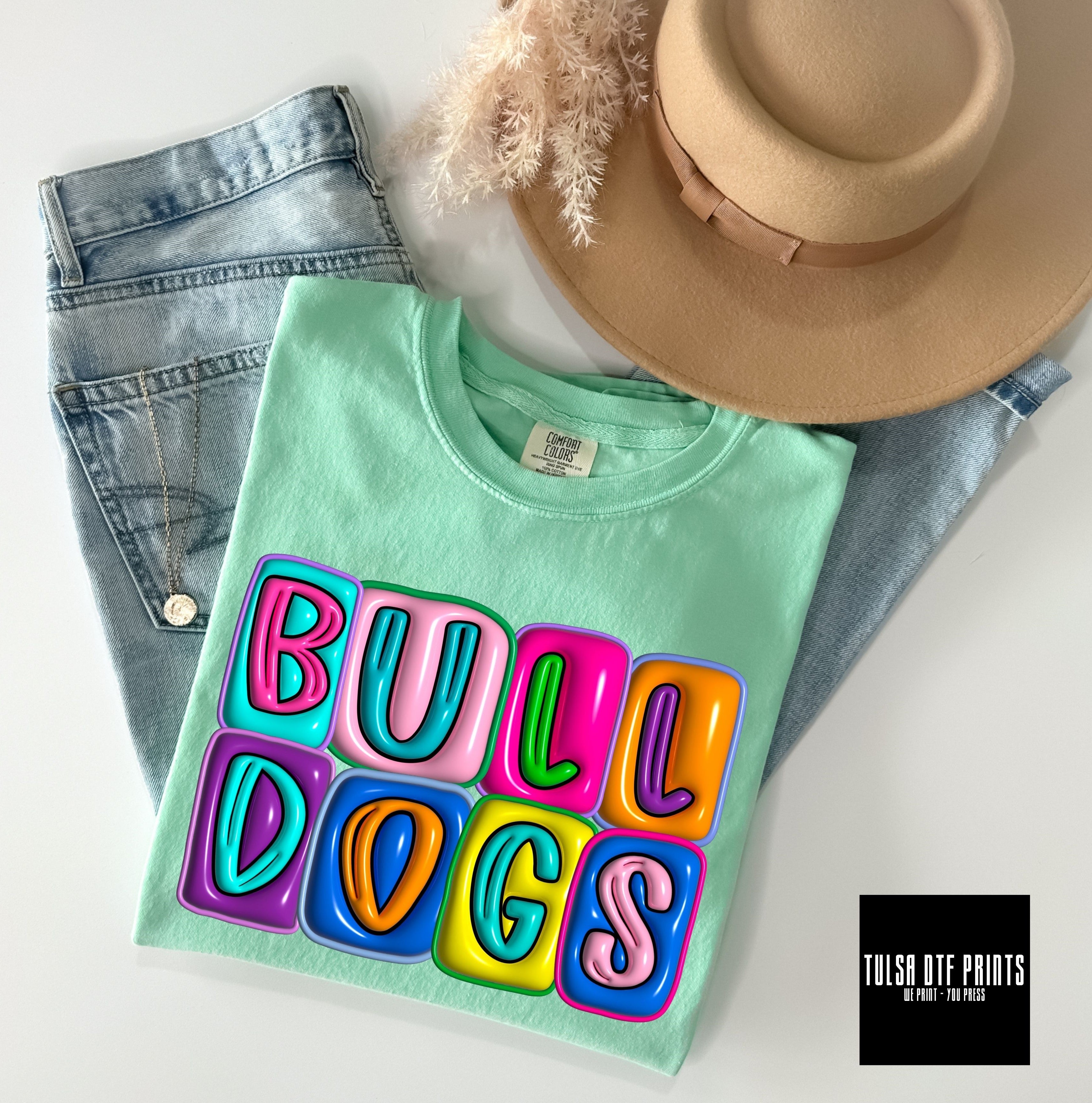 DTF BULLDOGS 3D INFLATED LETTERS TRANSFER – Tulsa DTF Prints