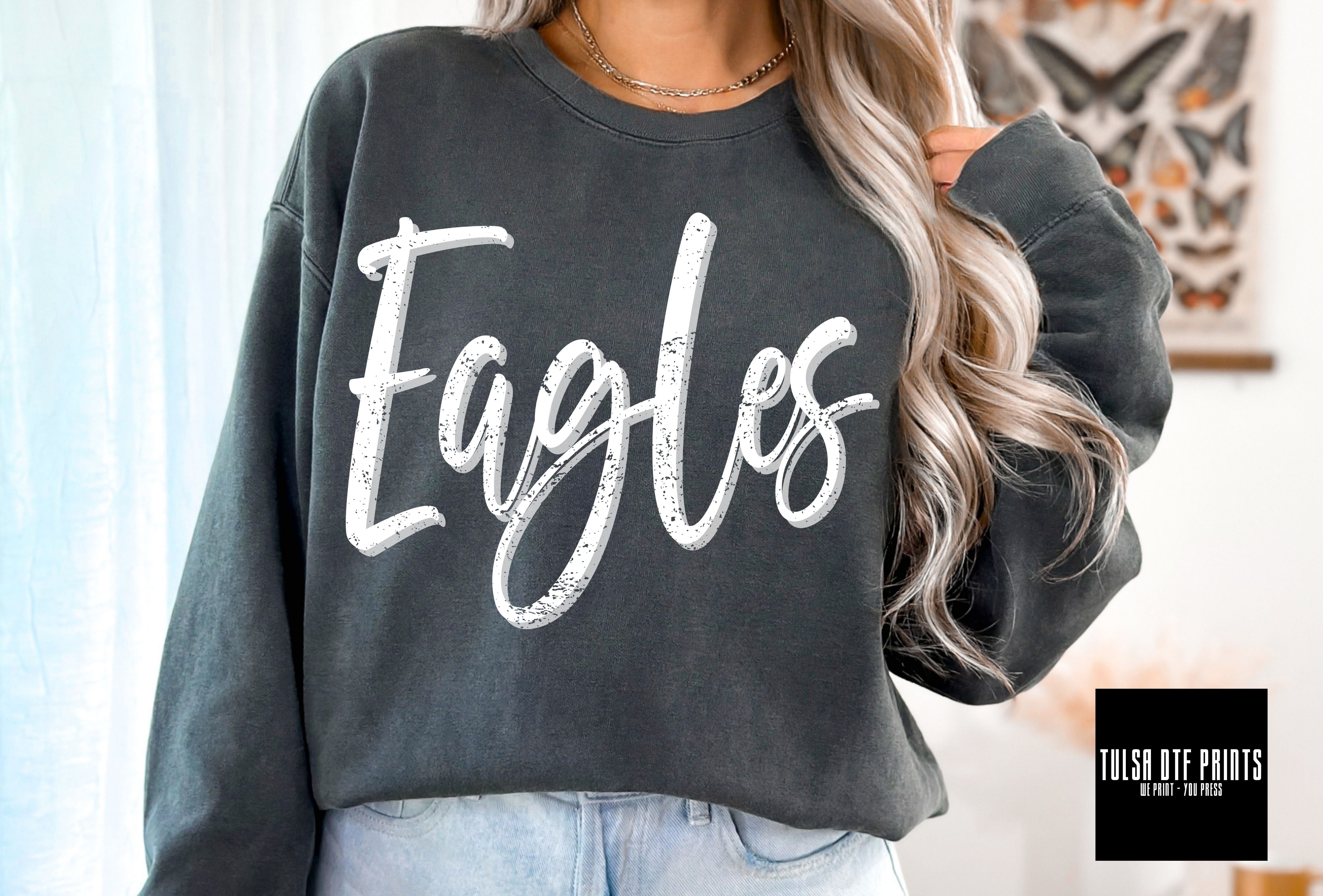 DTF EAGLES CURSIVE SHADOW GAME DAY TRANSFER – Tulsa DTF Prints