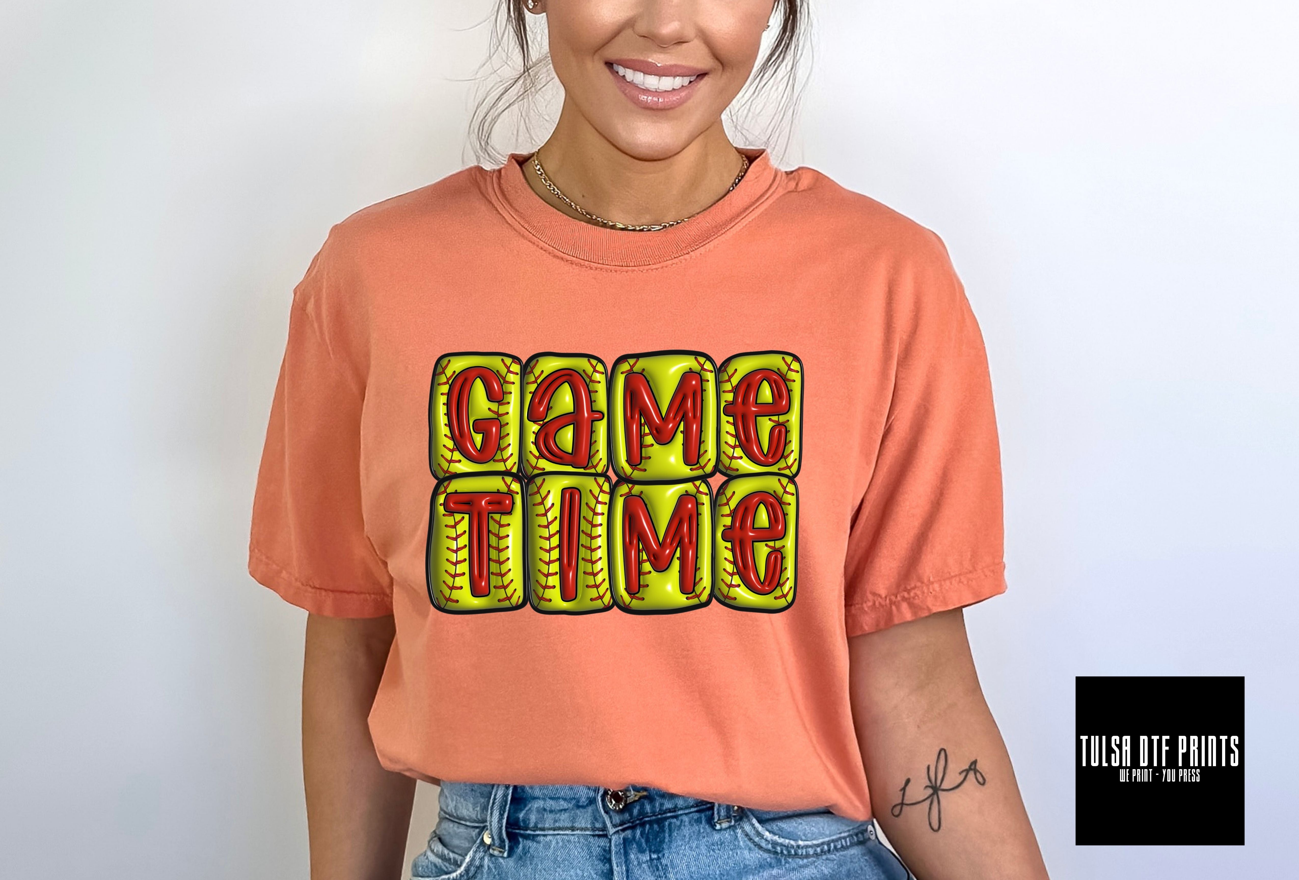 DTF GAME TIME 3D SOFTBALL INFLATED LETTERS TRANSFER – Tulsa DTF Prints