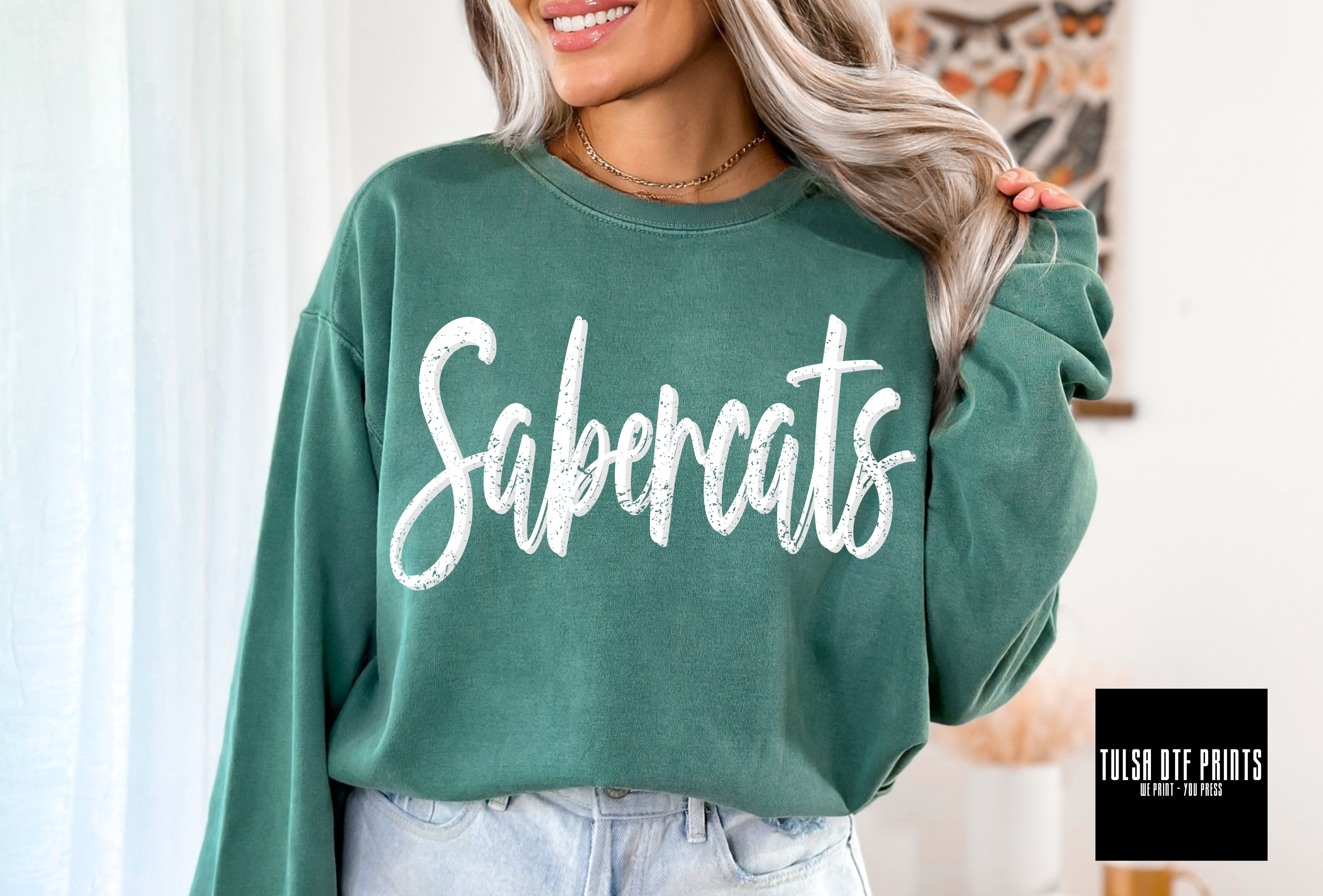 DTF SABERCATS CURSIVE SHADOW GAME DAY TRANSFER – Tulsa DTF Prints