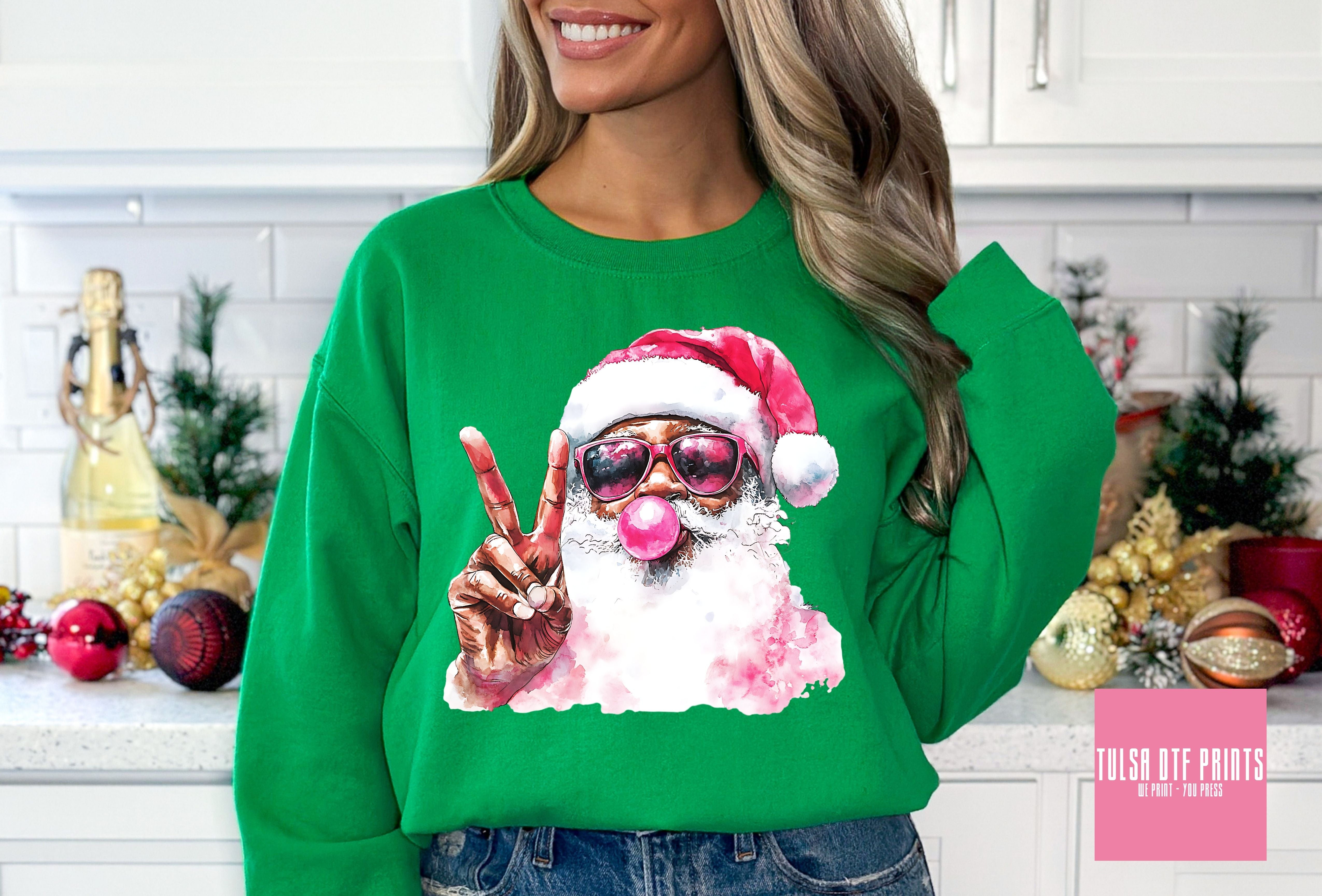 DTF SANTA CLAUS PEACE SIGN TRANSFER – Tulsa DTF Prints