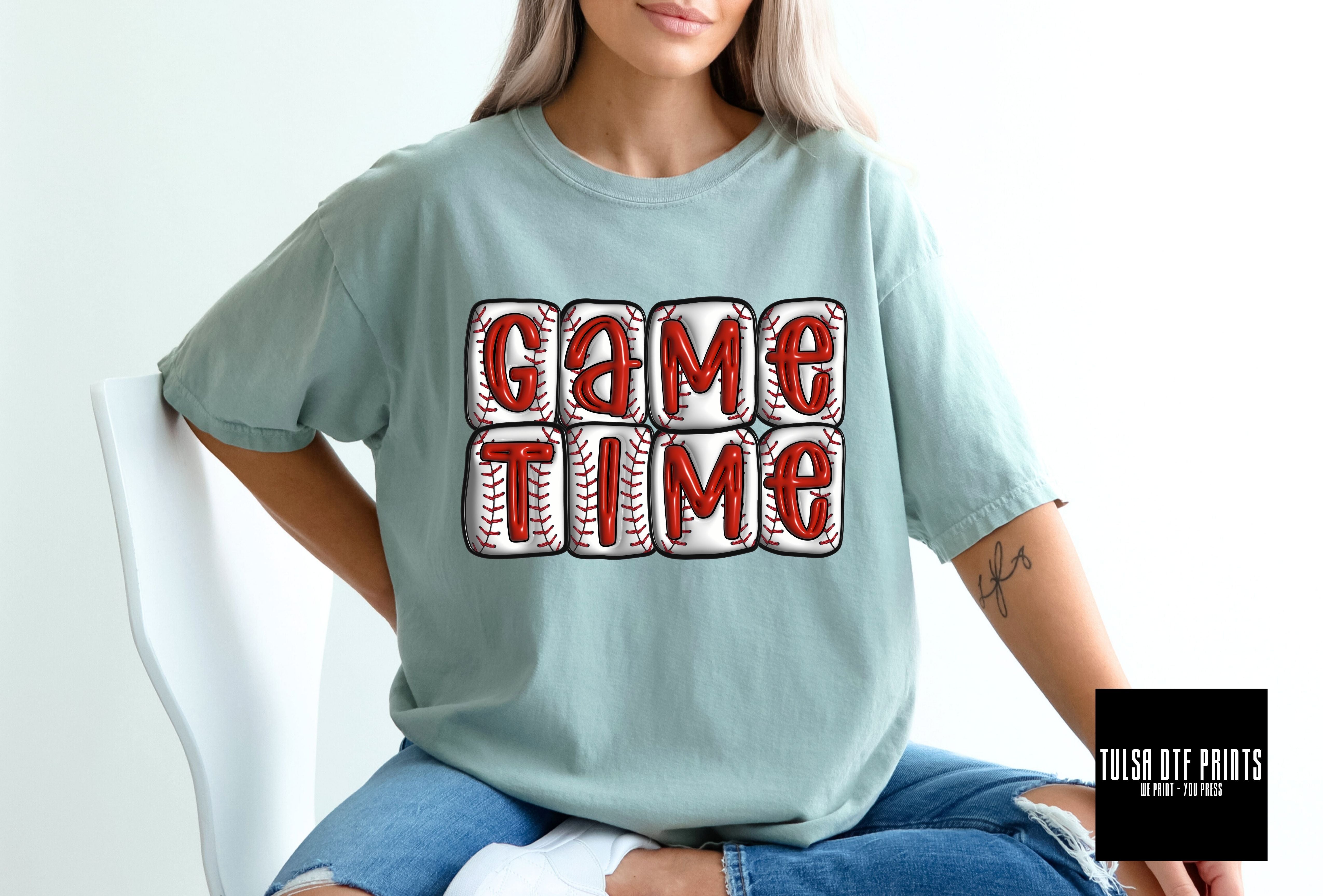 DTF GAME TIME 3D BASEBALL INFLATED LETTERS TRANSFER – Tulsa DTF Prints