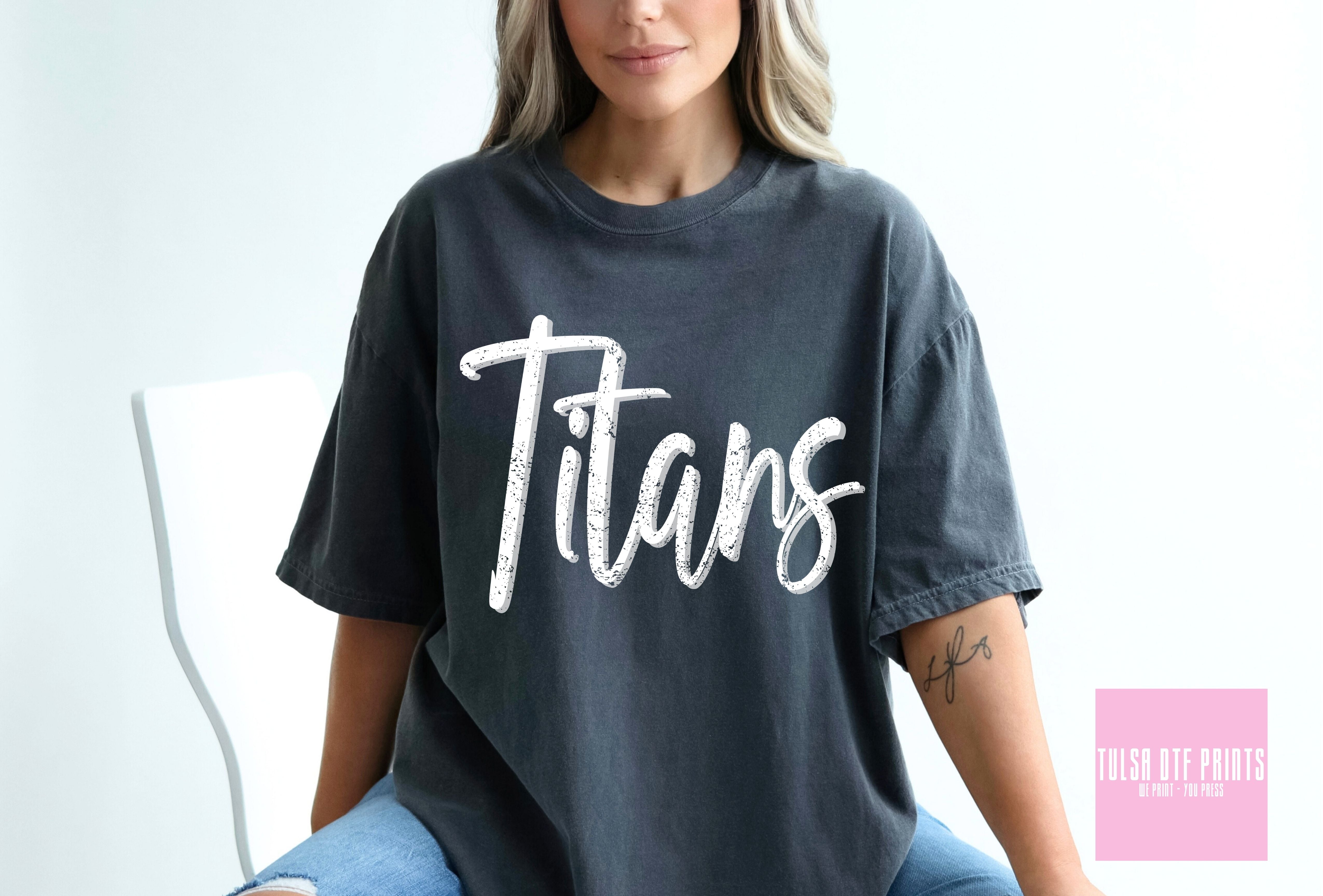 DTF TITANS CURSIVE SHADOW GAME DAY TRANSFER – Tulsa DTF Prints