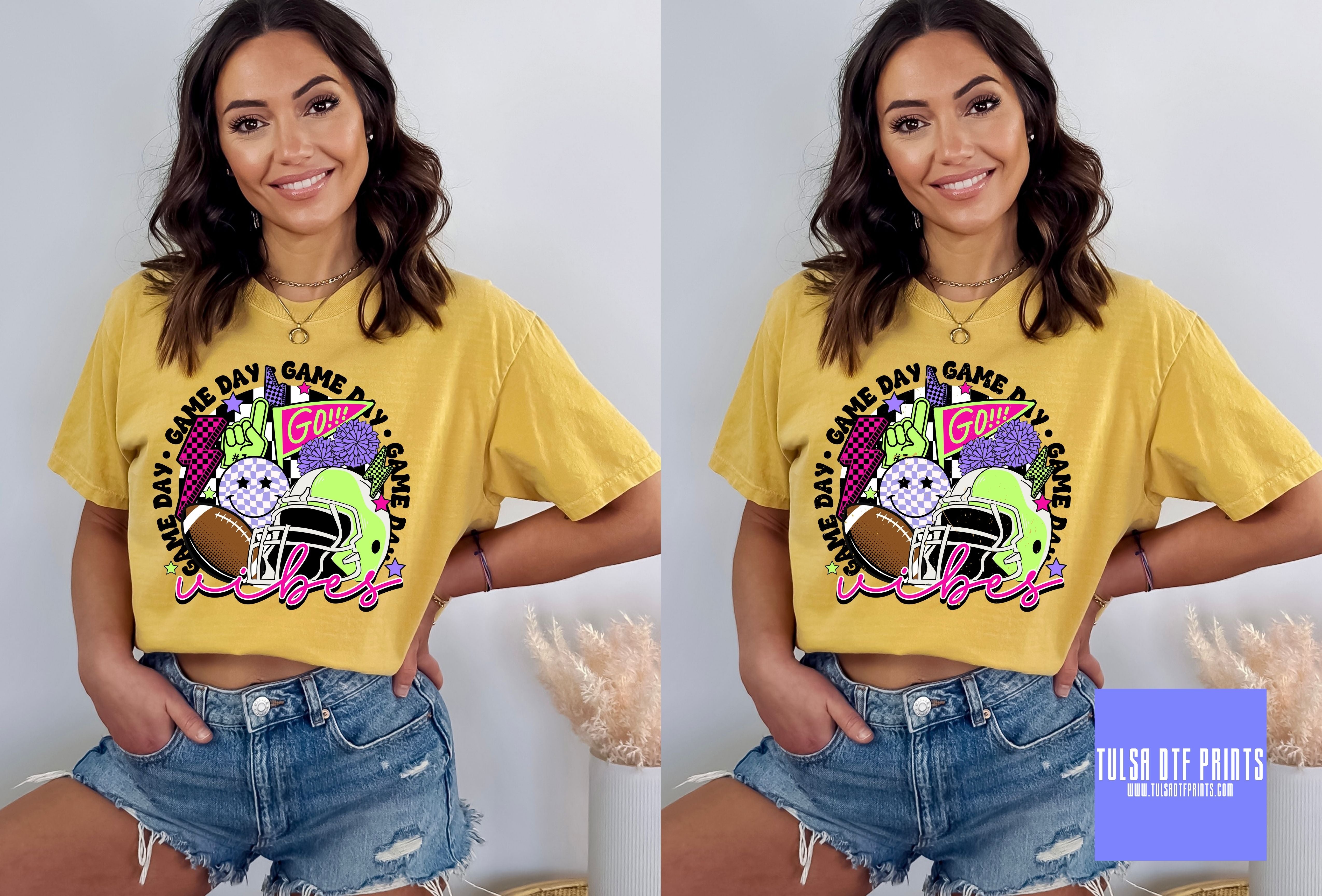 DTF GAME DAY VIBES RETRO PINK/GREEN TRANSFER – Tulsa DTF Prints