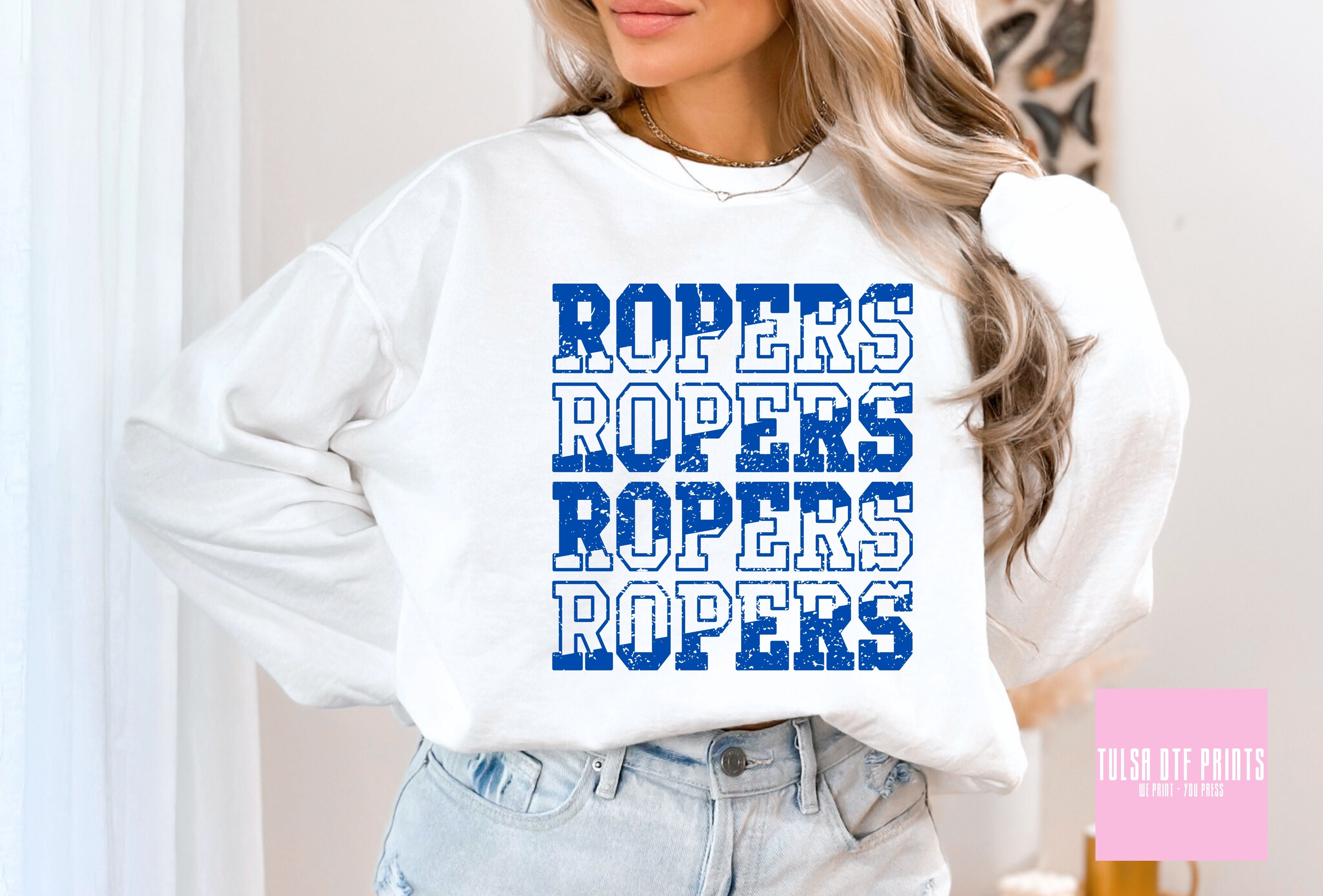 DTF ROPERS BLUE SOLID/OUTLINE GAME DAY TRANSFER – Tulsa DTF Prints