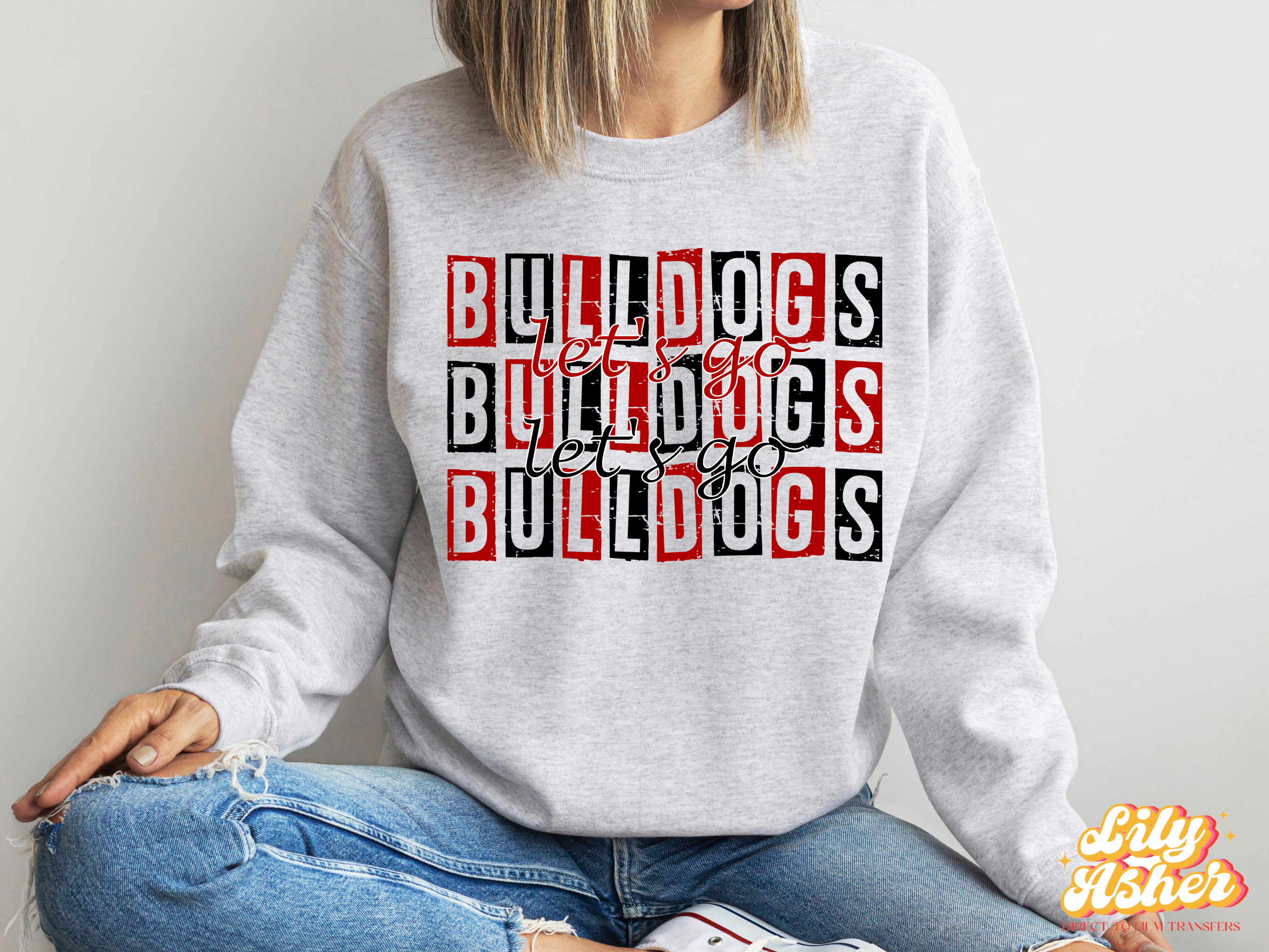 DTF LET'S GO BULLDOGS RED/BLACK GAME DAY STACKED TRANSFER – Tulsa DTF ...