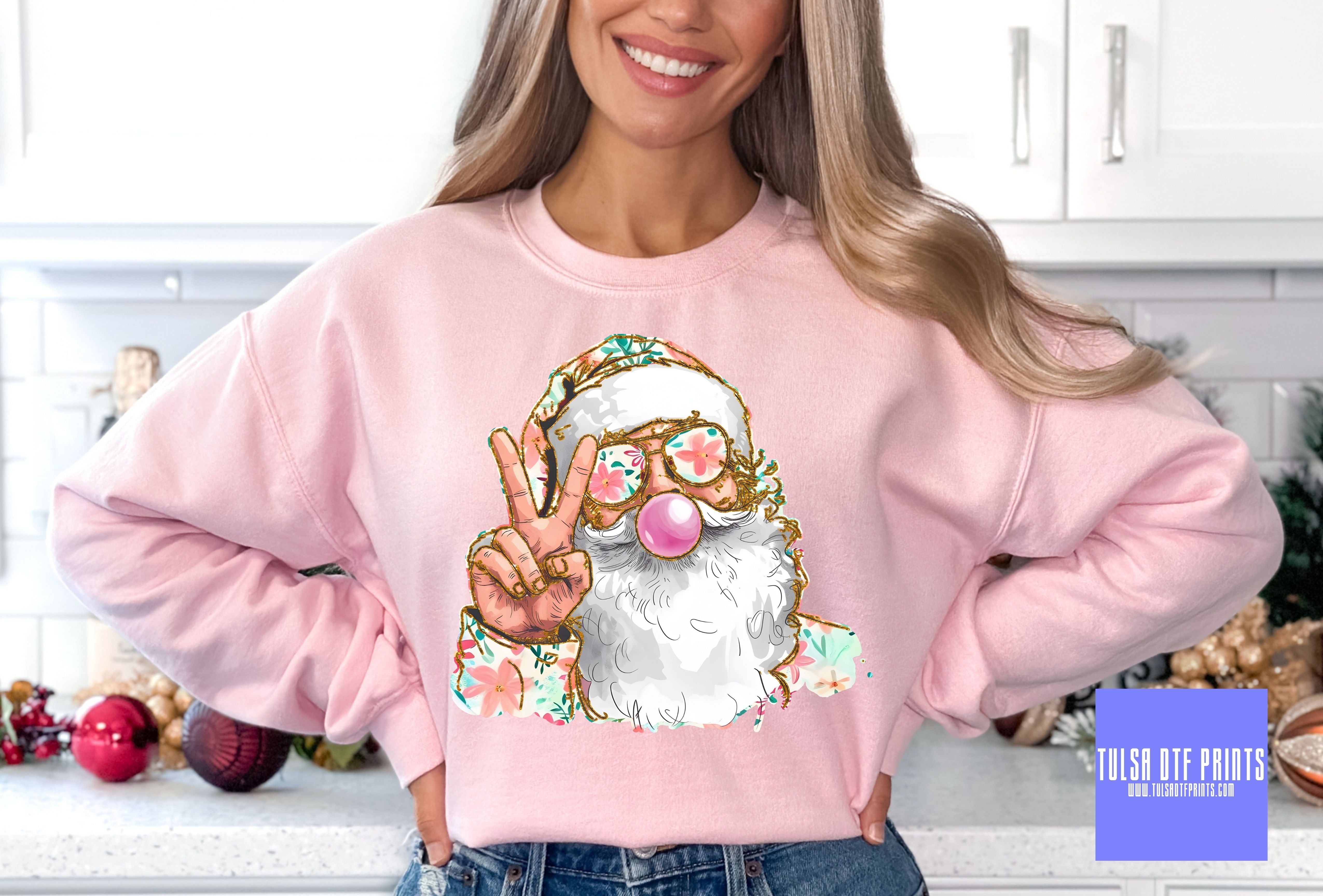 DTF FLORAL SANTA PEACE SIGN TRANSFER – Tulsa DTF Prints