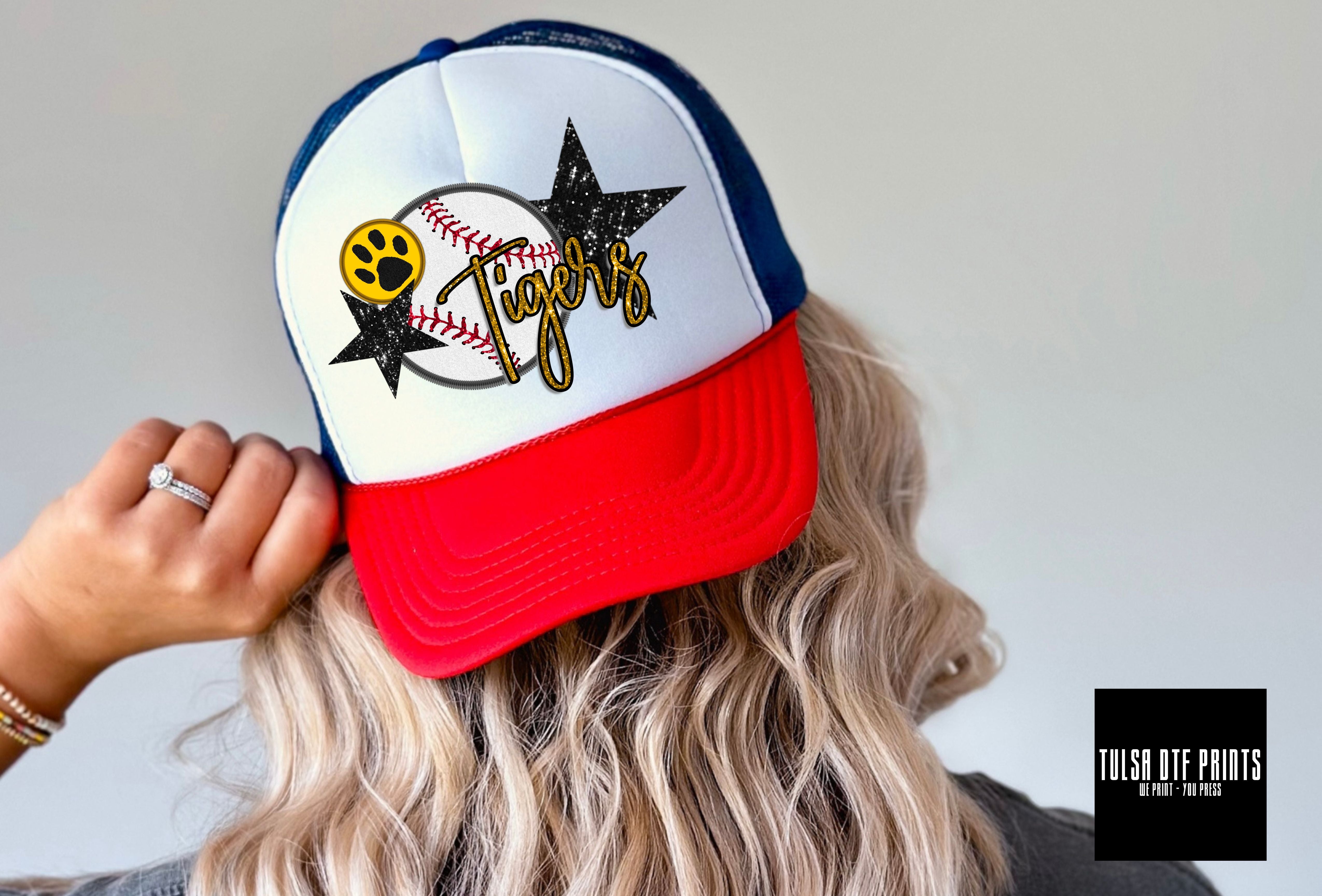 DTF GOLD TIGERS BASEBALL FAUX HAT PATCH TRANSFER – Tulsa DTF Prints
