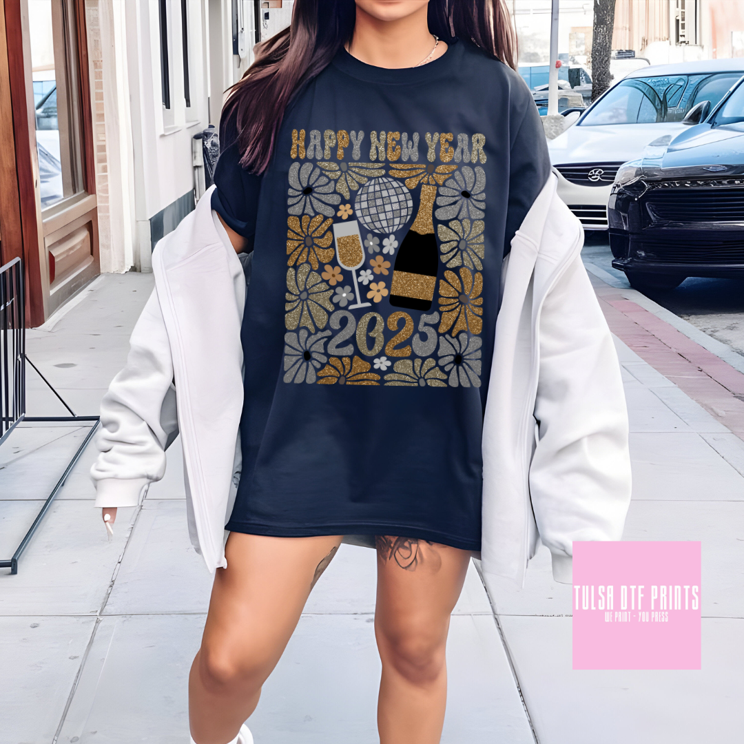 DTF HAPPY NEW YEAR SILVER & GOLD TRANSFER – Tulsa DTF Prints