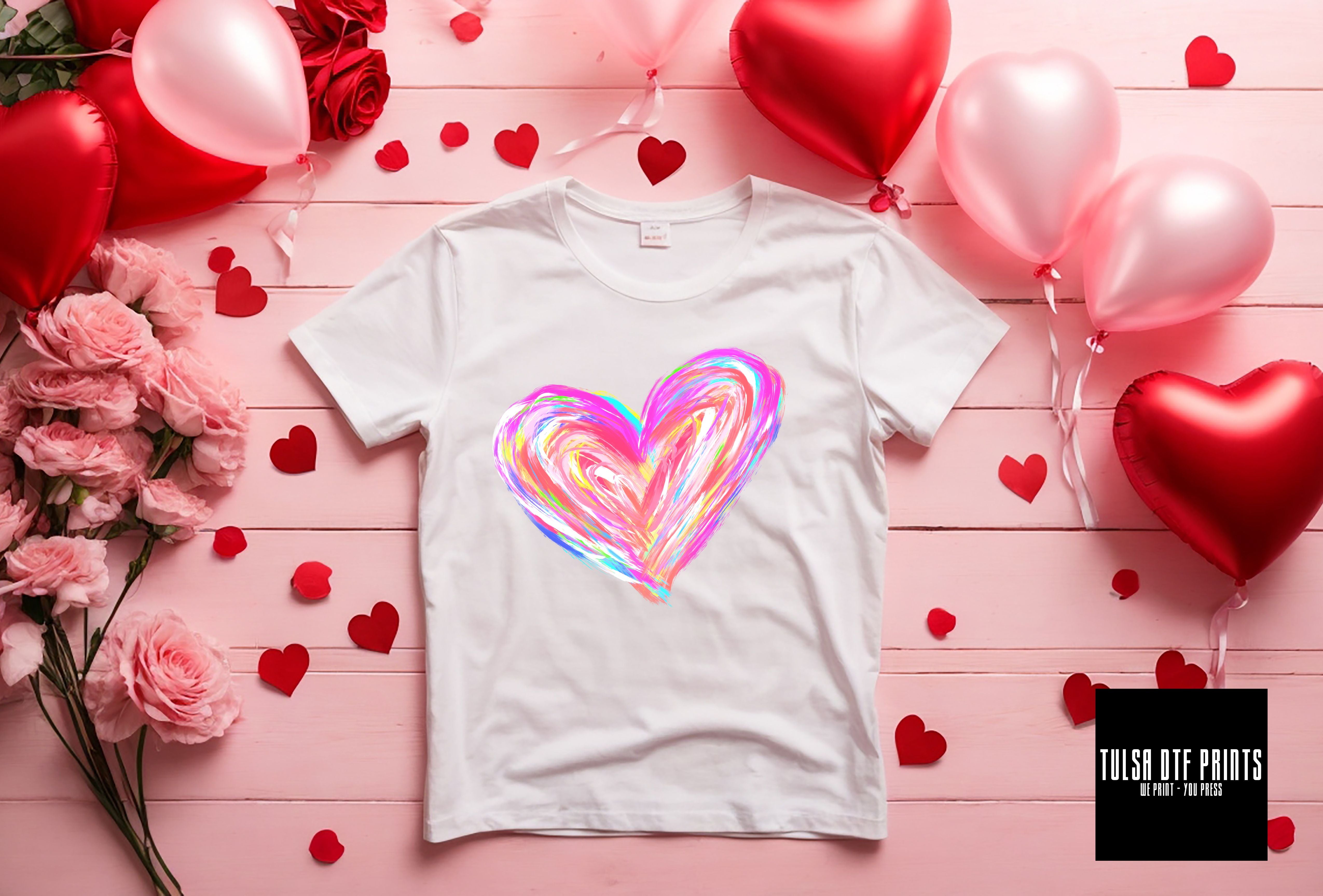 DTF HEART COLORFUL STROKES TRANSFER – Tulsa DTF Prints
