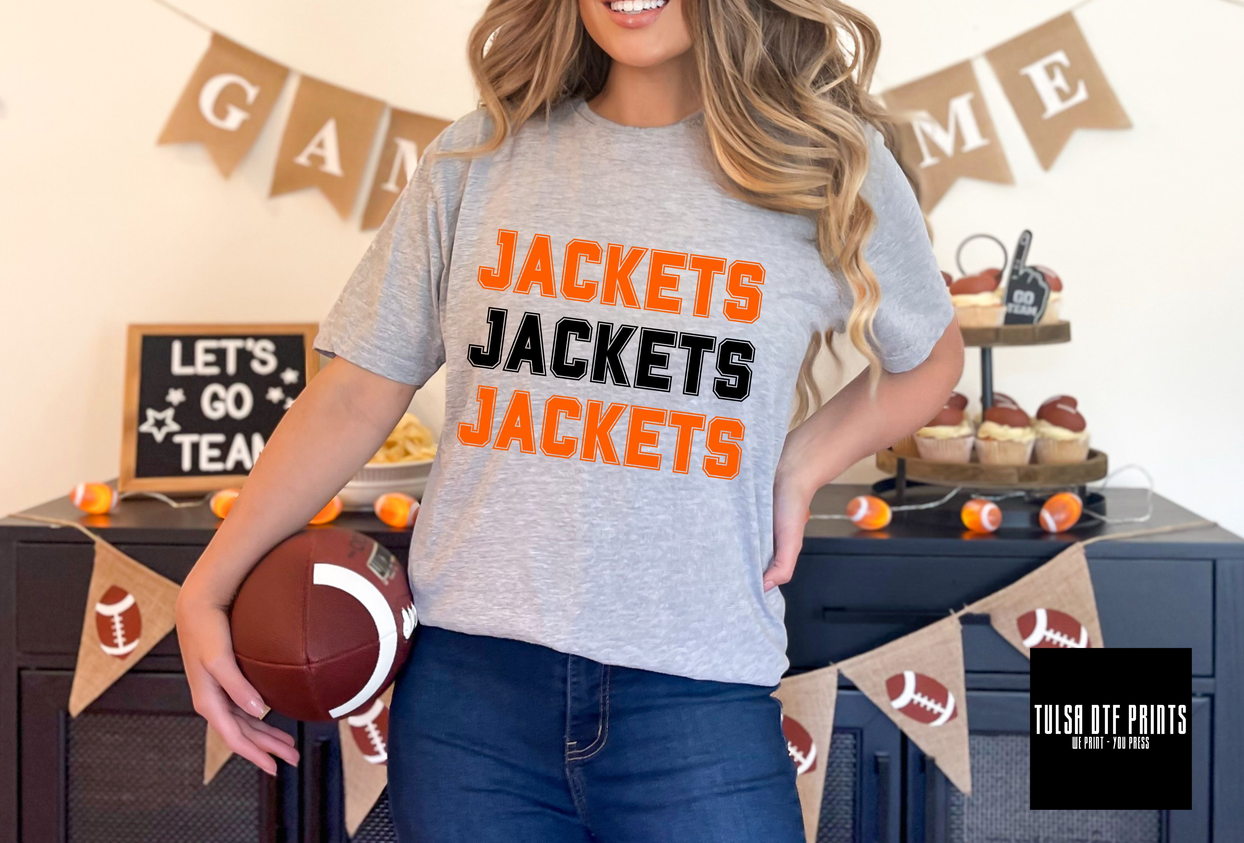 DTF JACKETS ORANGE/BLACK RETRO STACKED TEXT GAME DAY TRANSFER – Tulsa ...
