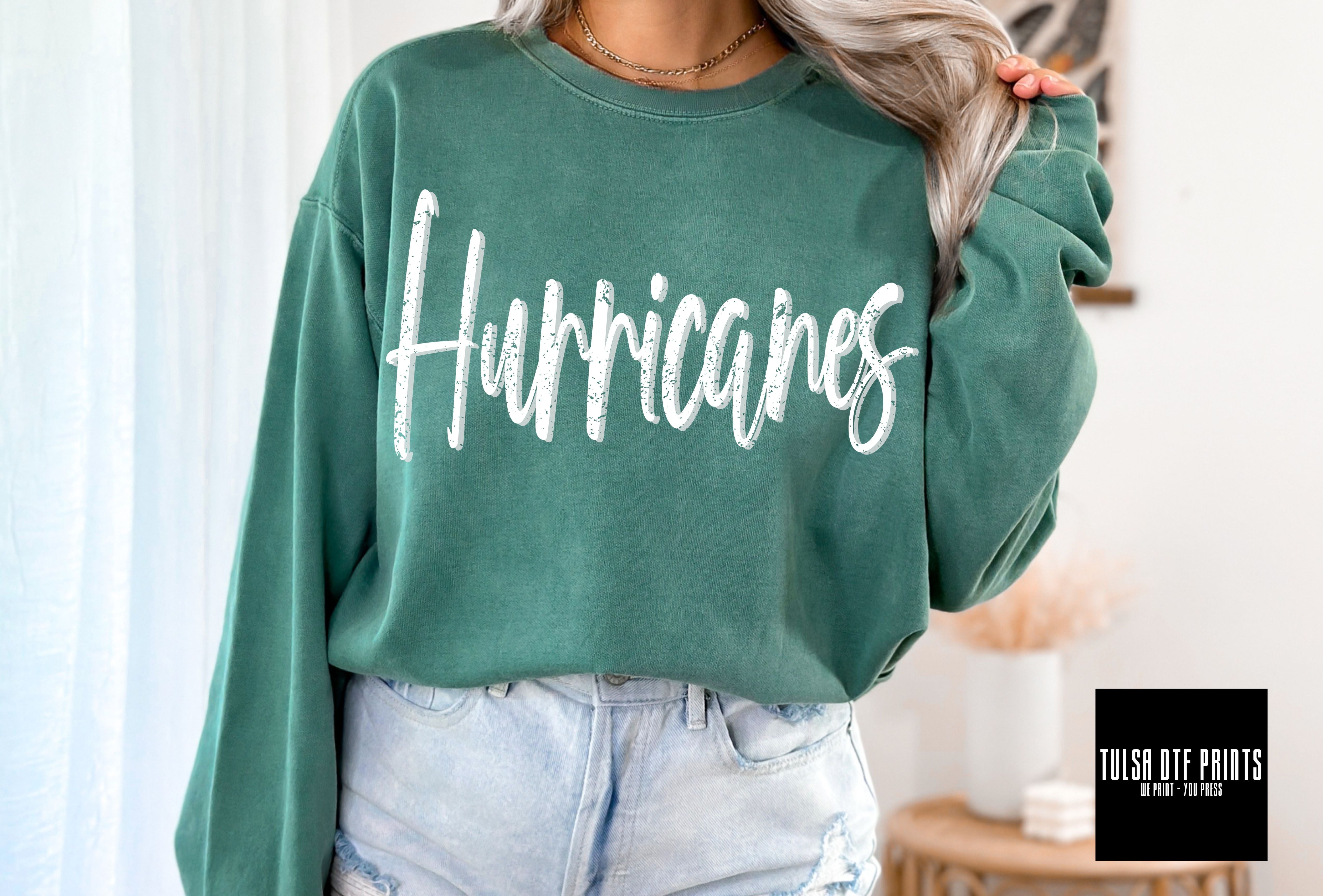 DTF HURRICANES CURSIVE SHADOW GAME DAY TRANSFER – Tulsa DTF Prints