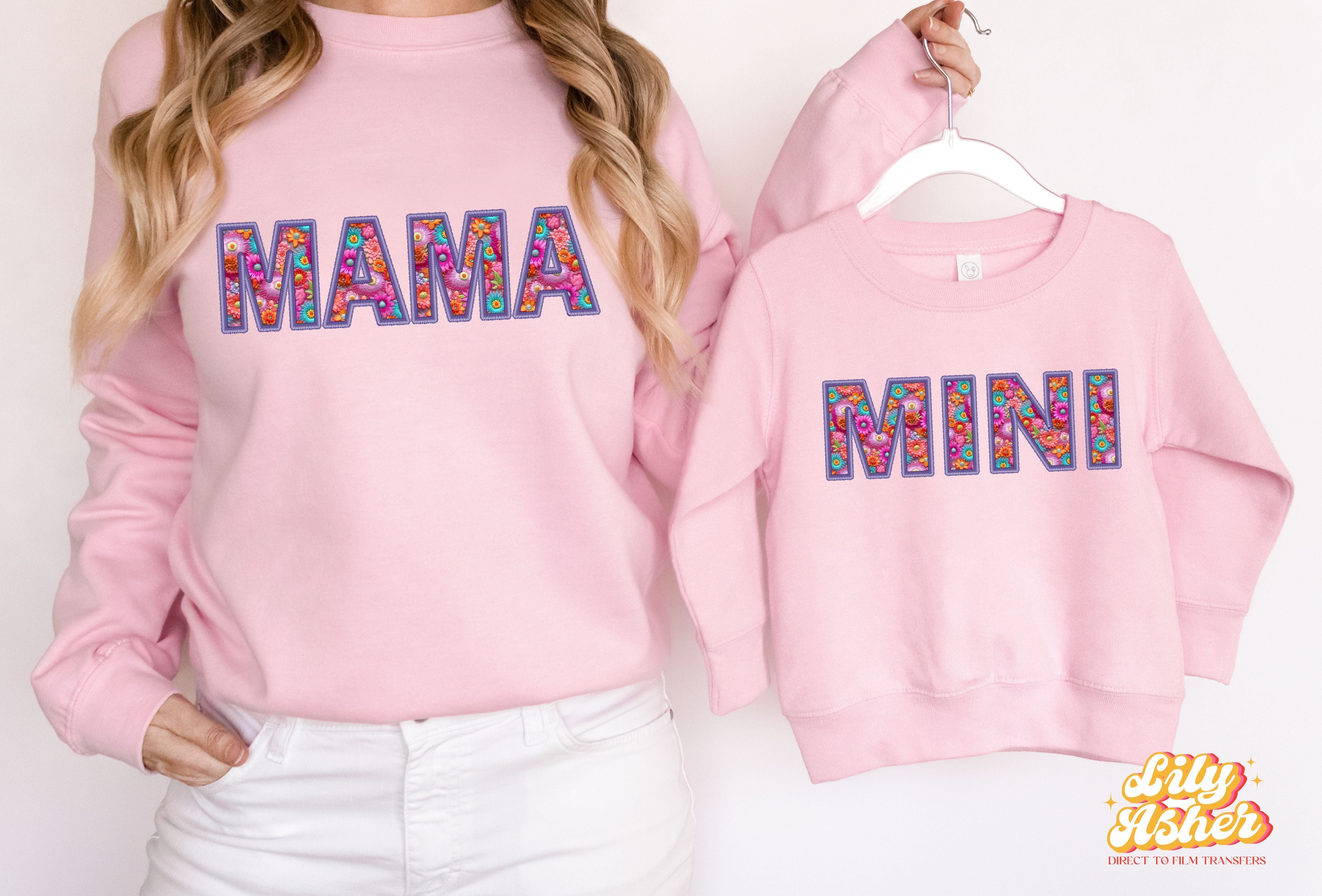 DTF MAMA/MINI FAUX FLOWER EMBROIDERY TRANSFER – Tulsa DTF Prints
