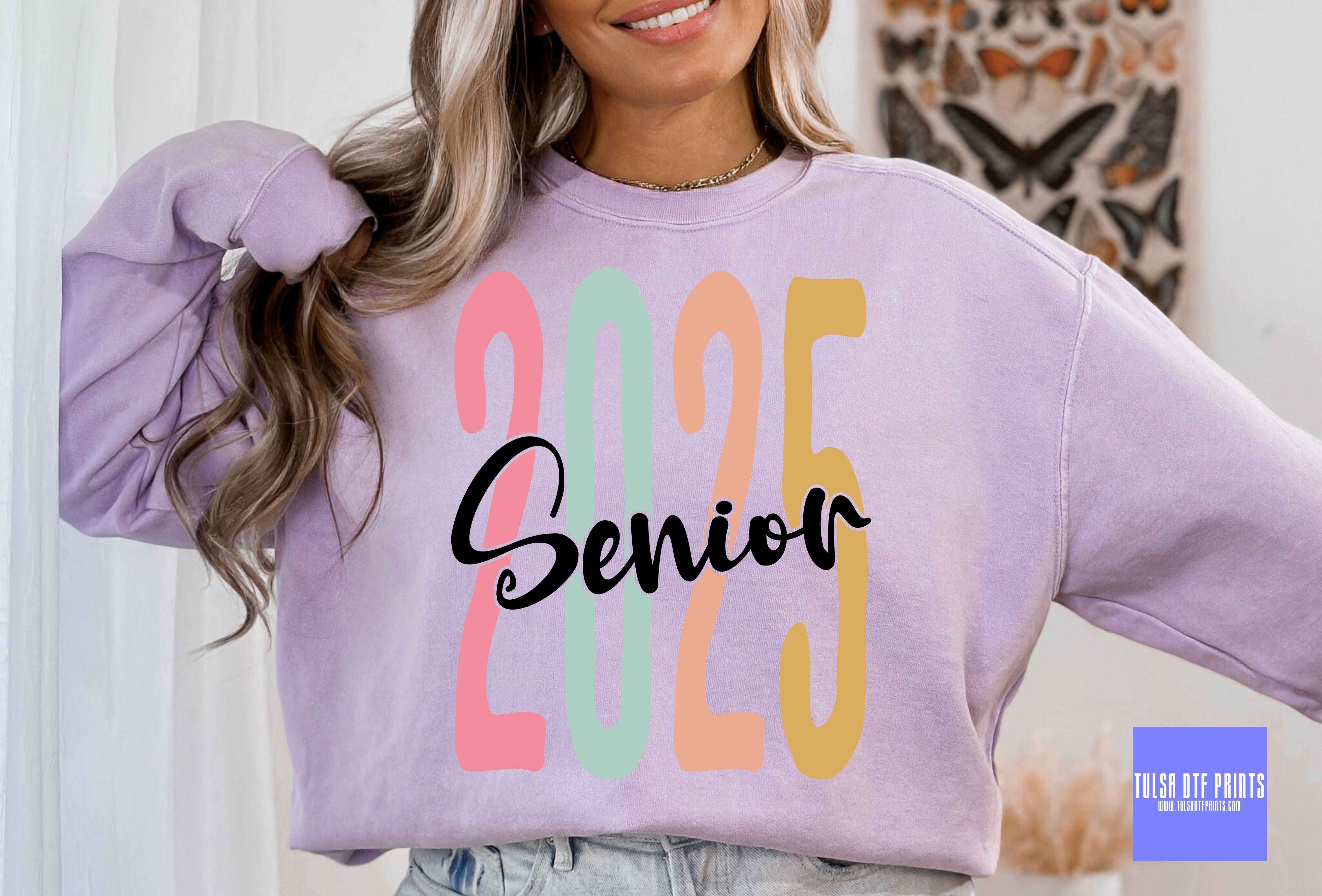 DTF SENIOR 2025 MULTICOLOR CURSIVE TRANSFER – Tulsa DTF Prints