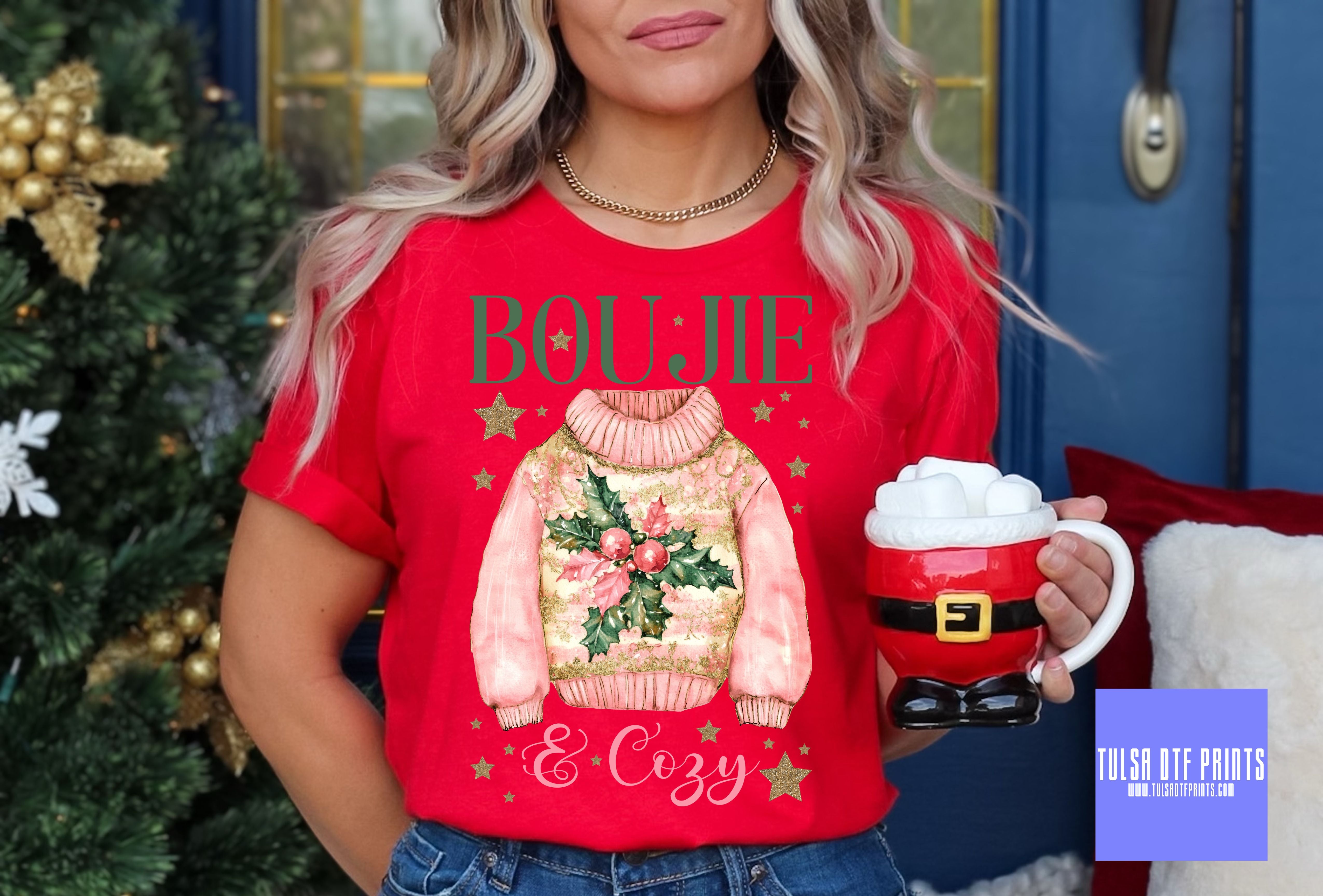 DTF PINK CHRISTMAS - BOUJIE AND COZY TRANSFER – Tulsa DTF Prints