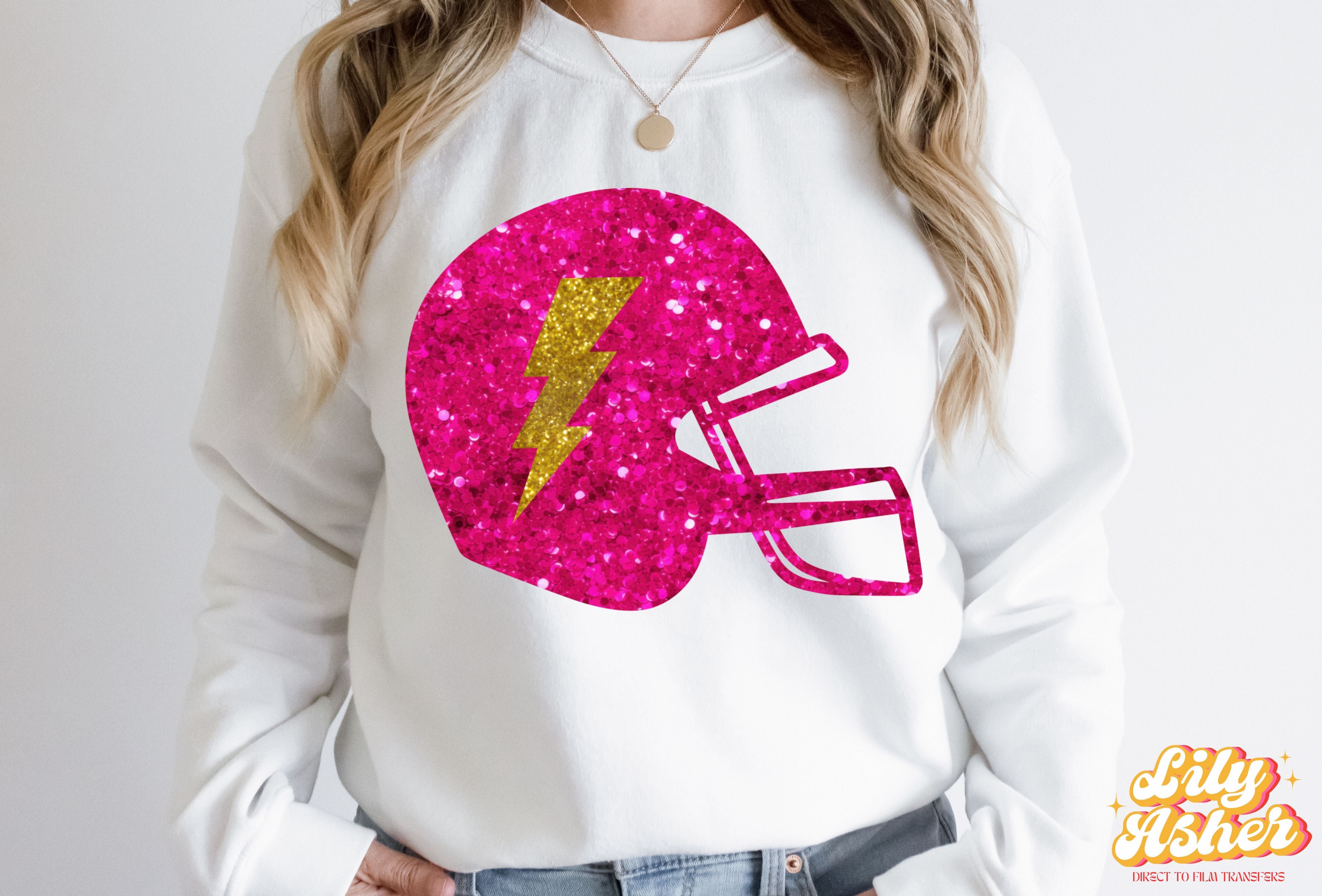 DTF PINK SPARKLY FOOTBALL HELMET TRANSFER – Tulsa DTF Prints