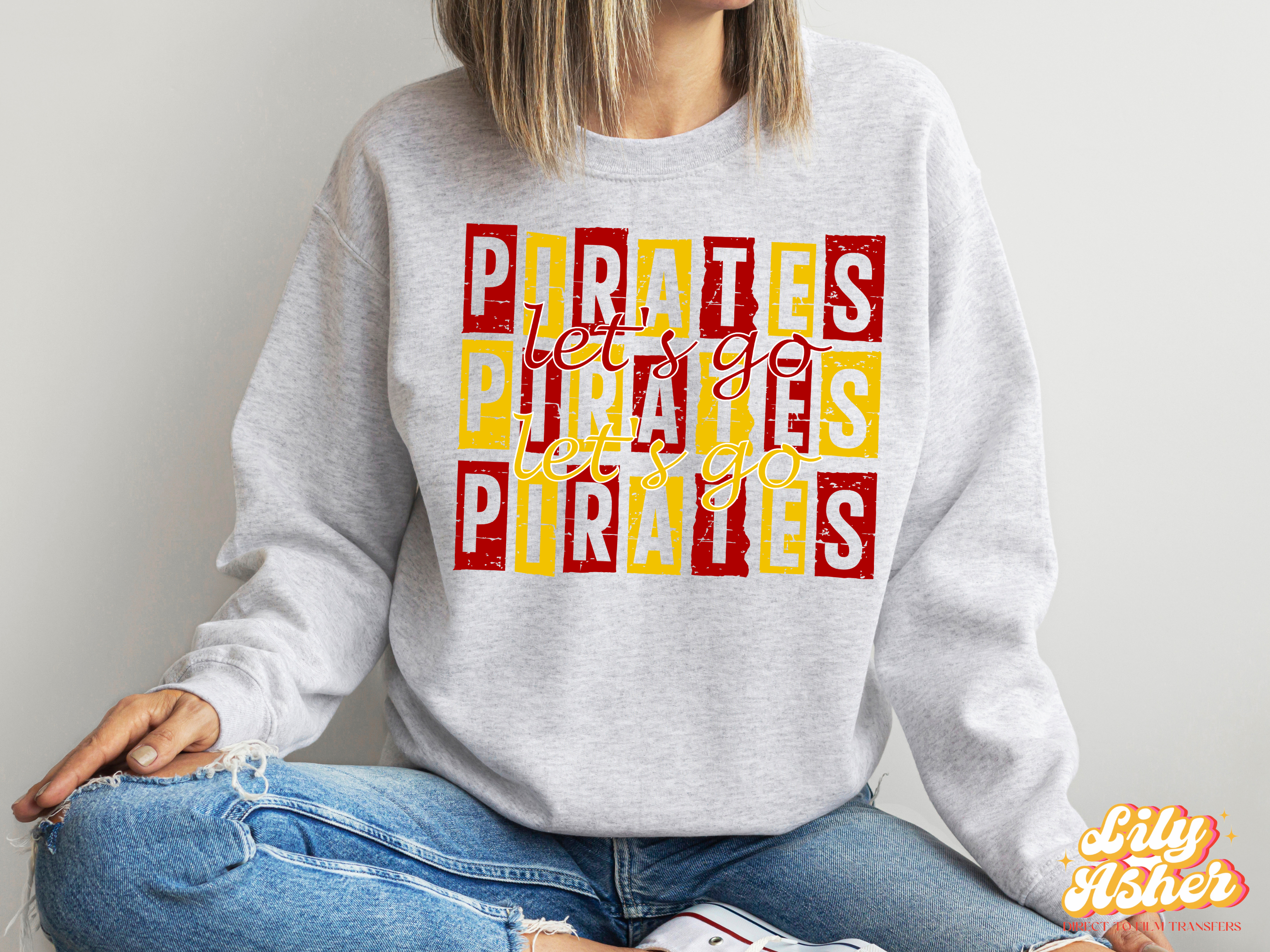 DTF LET'S GO PIRATES RED/YELLOW GAME DAY STACKED TRANSFER – Tulsa DTF ...
