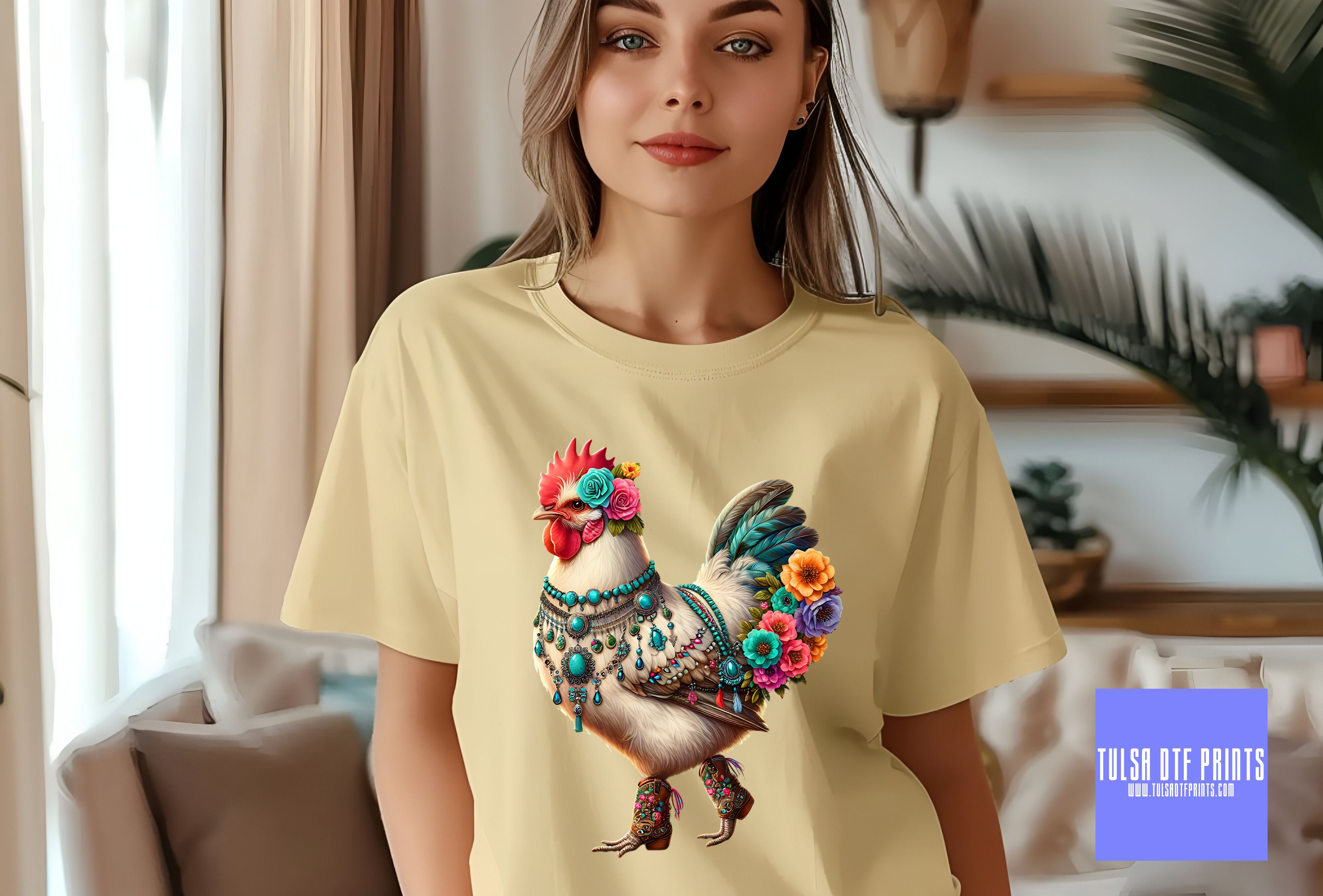 DTF TURQUOISE CHICKEN TRANSFER – Tulsa DTF Prints