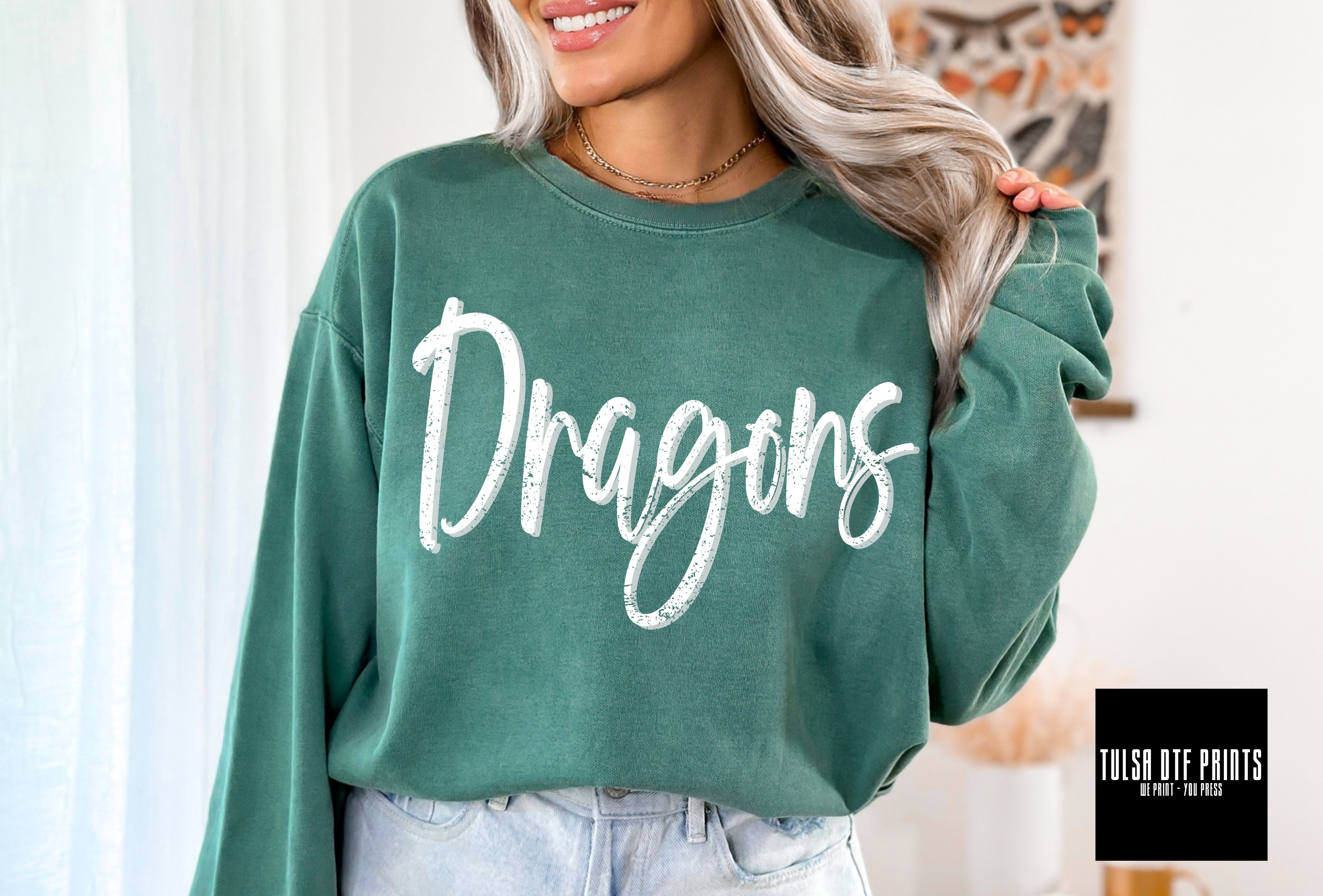 DTF DRAGONS CURSIVE SHADOW GAME DAY TRANSFER – Tulsa DTF Prints