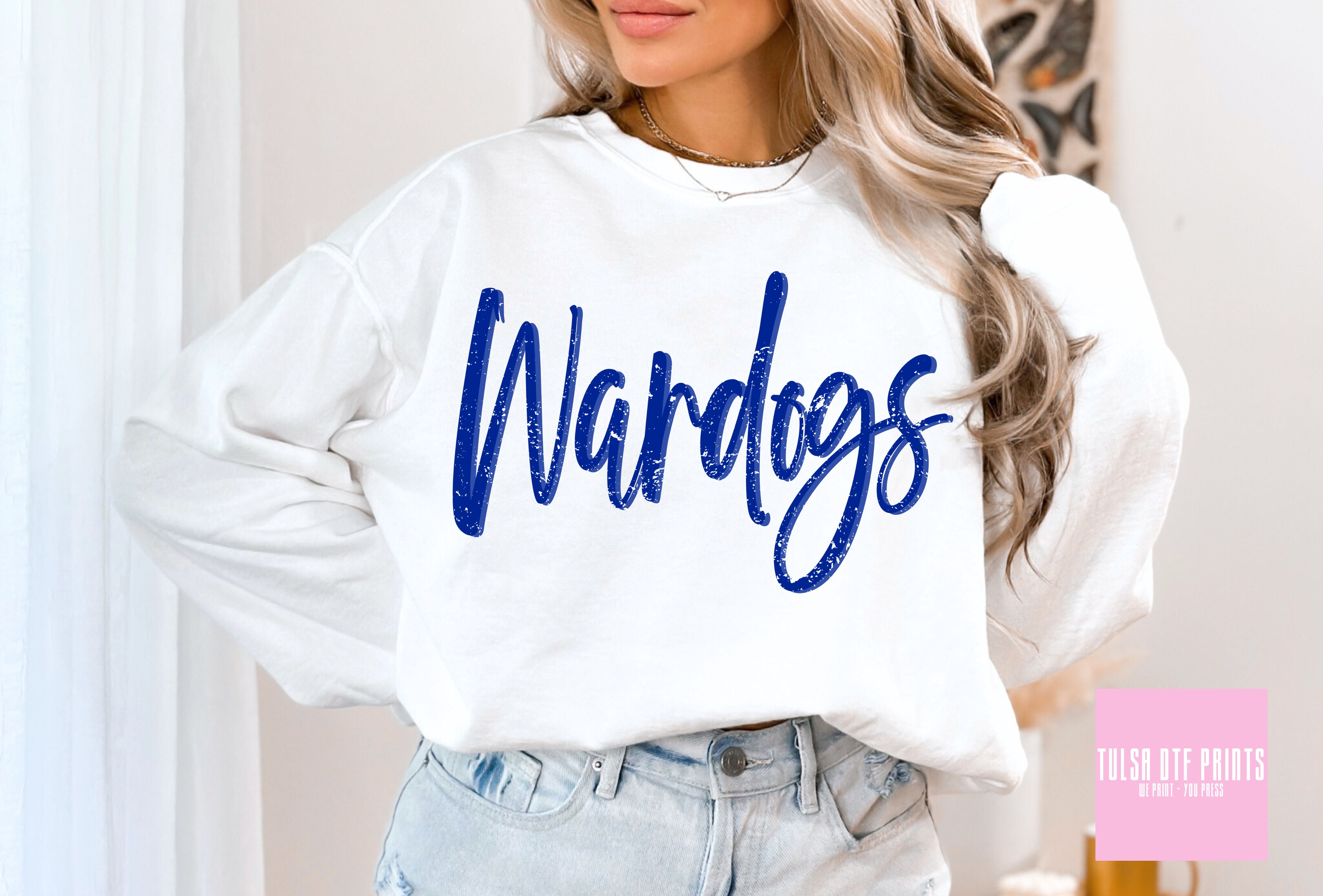 DTF WARDOGS BLUE CURSIVE SHADOW GAME DAY TRANSFER – Tulsa DTF Prints
