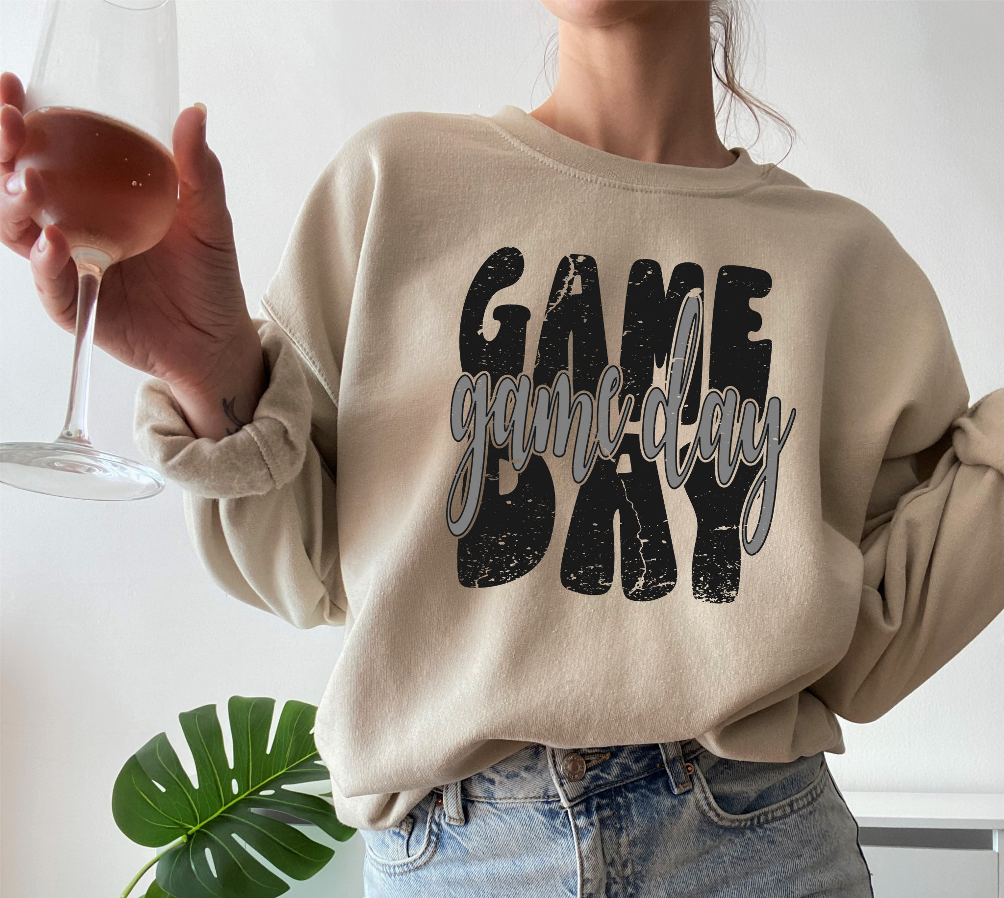 DTF Game Day Distressed Stacked Cutout Black/Grey TRANSFER – Tulsa DTF ...
