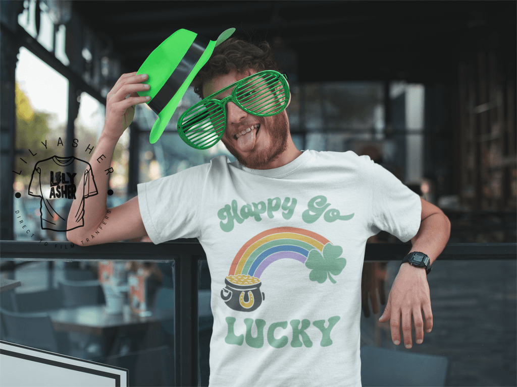 DTF HAPPY GO LUCKY TRANSFER – Tulsa DTF Prints