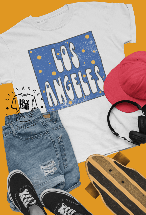 DTF LOS ANGELES DISTRESSED SQUARE TRANSFER – Tulsa DTF Prints