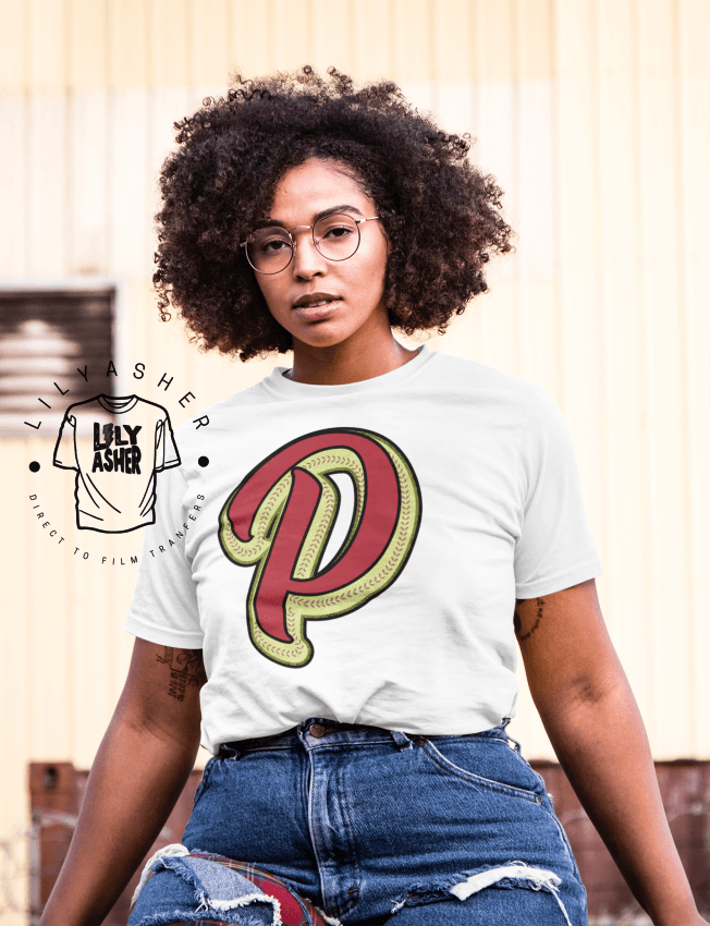 DTF RED P SOFTBALL TRANSFER – Tulsa DTF Prints